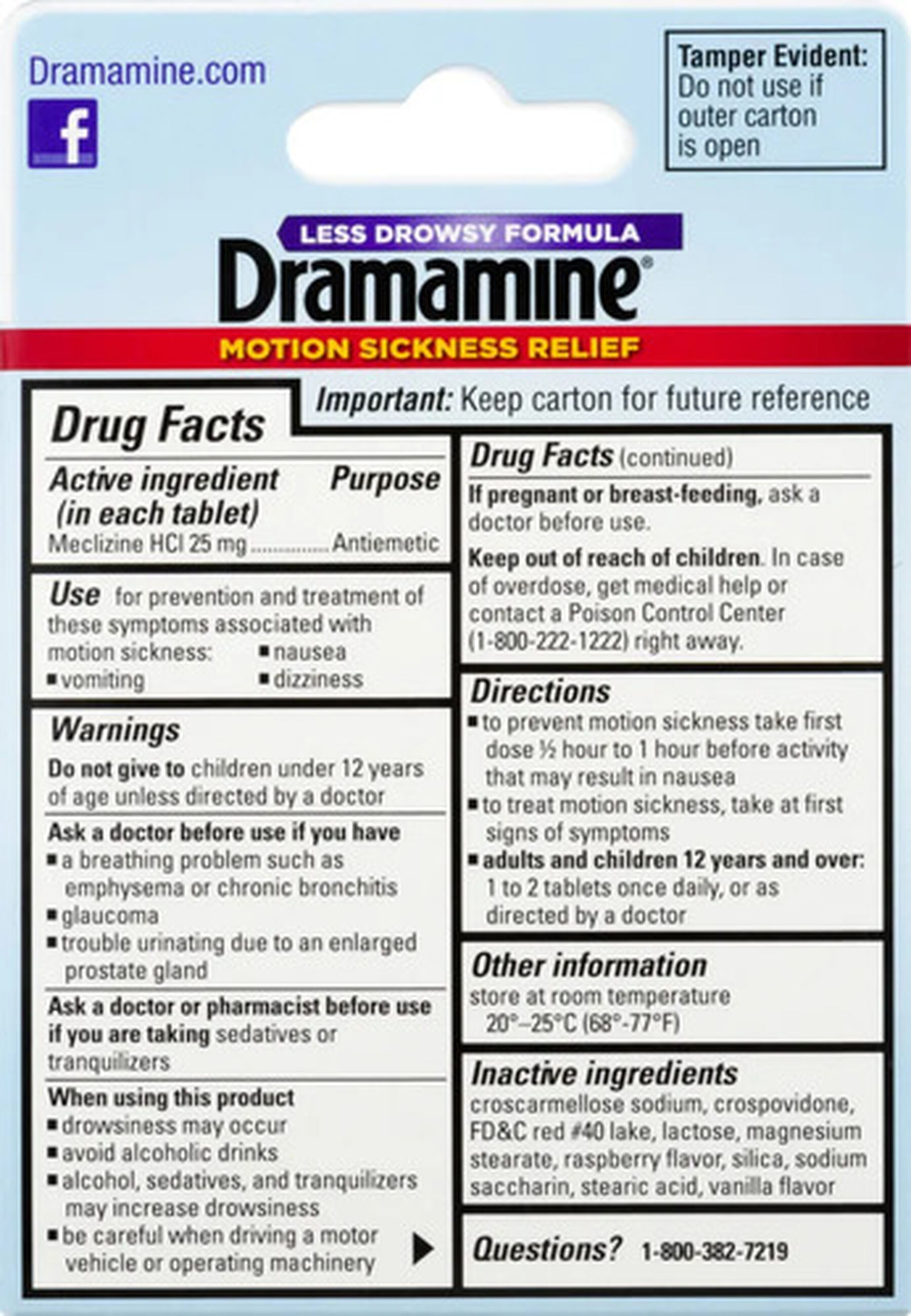 Dramamine Motion Sickness Relief All Day Chewable Tablets, Raspberry ...