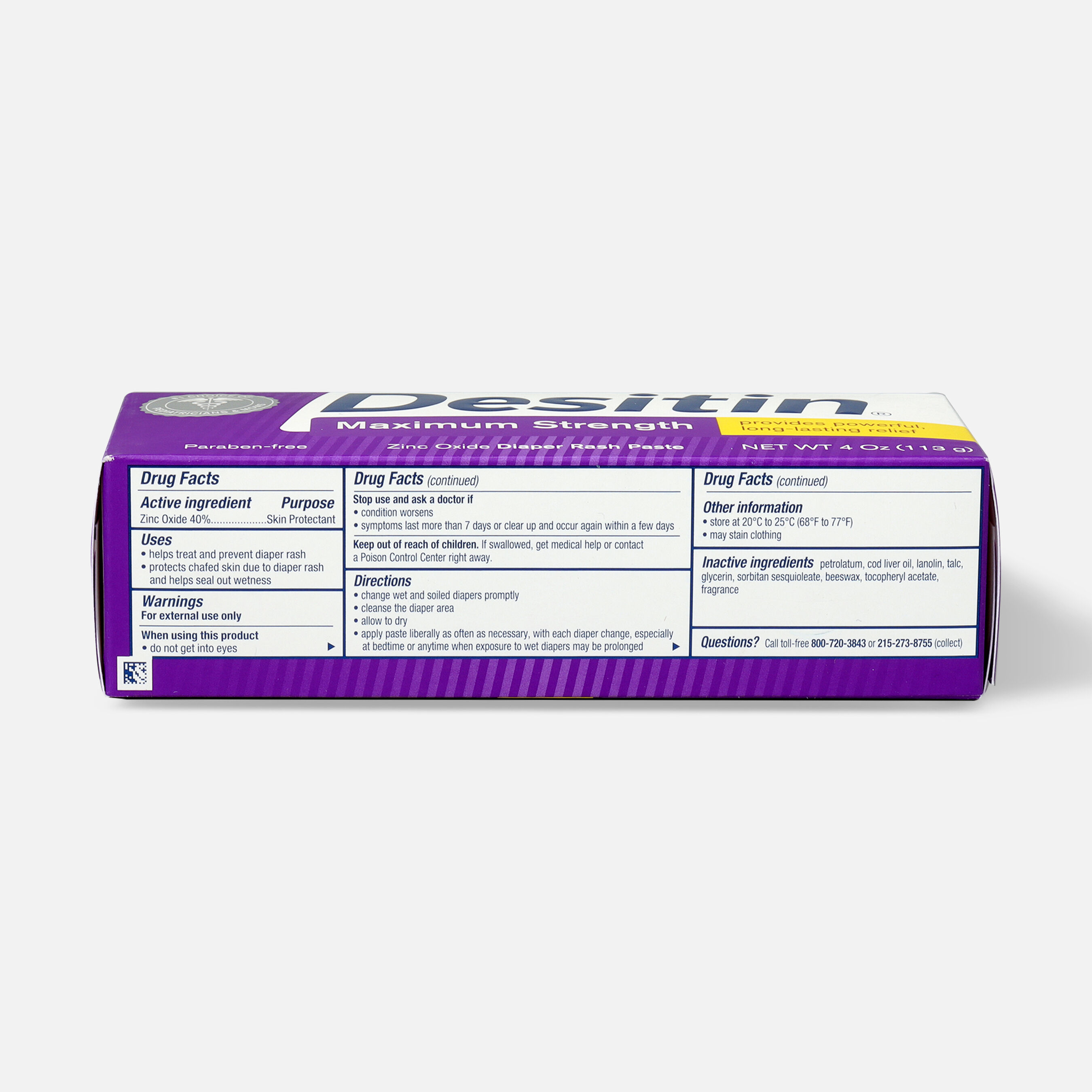 Desitin Maximum Strength Zinc Oxide Diaper Rash Paste, 4 oz.