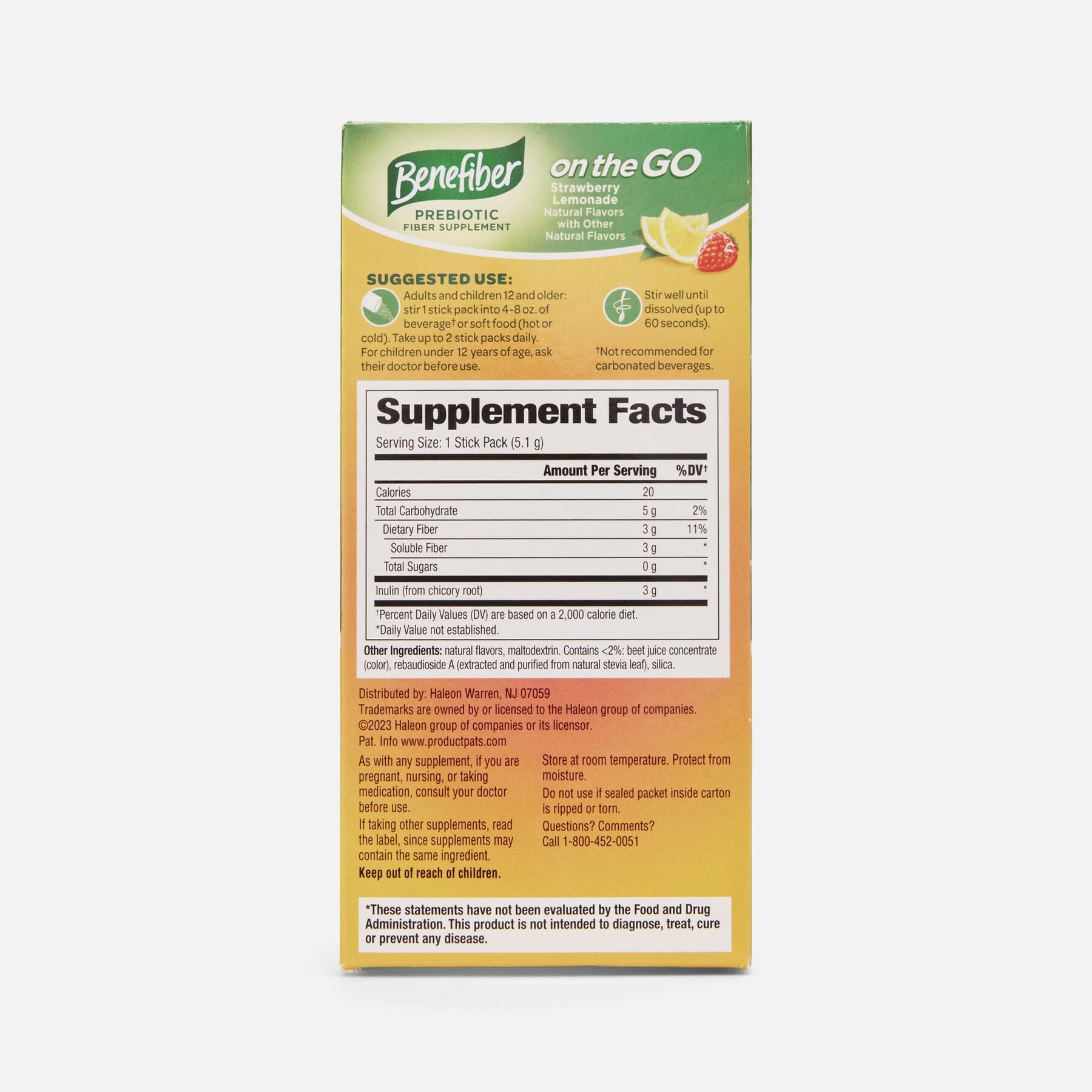 FSA Eligible Benefiber On The Go Prebiotic Daily Fiber Supplement ...