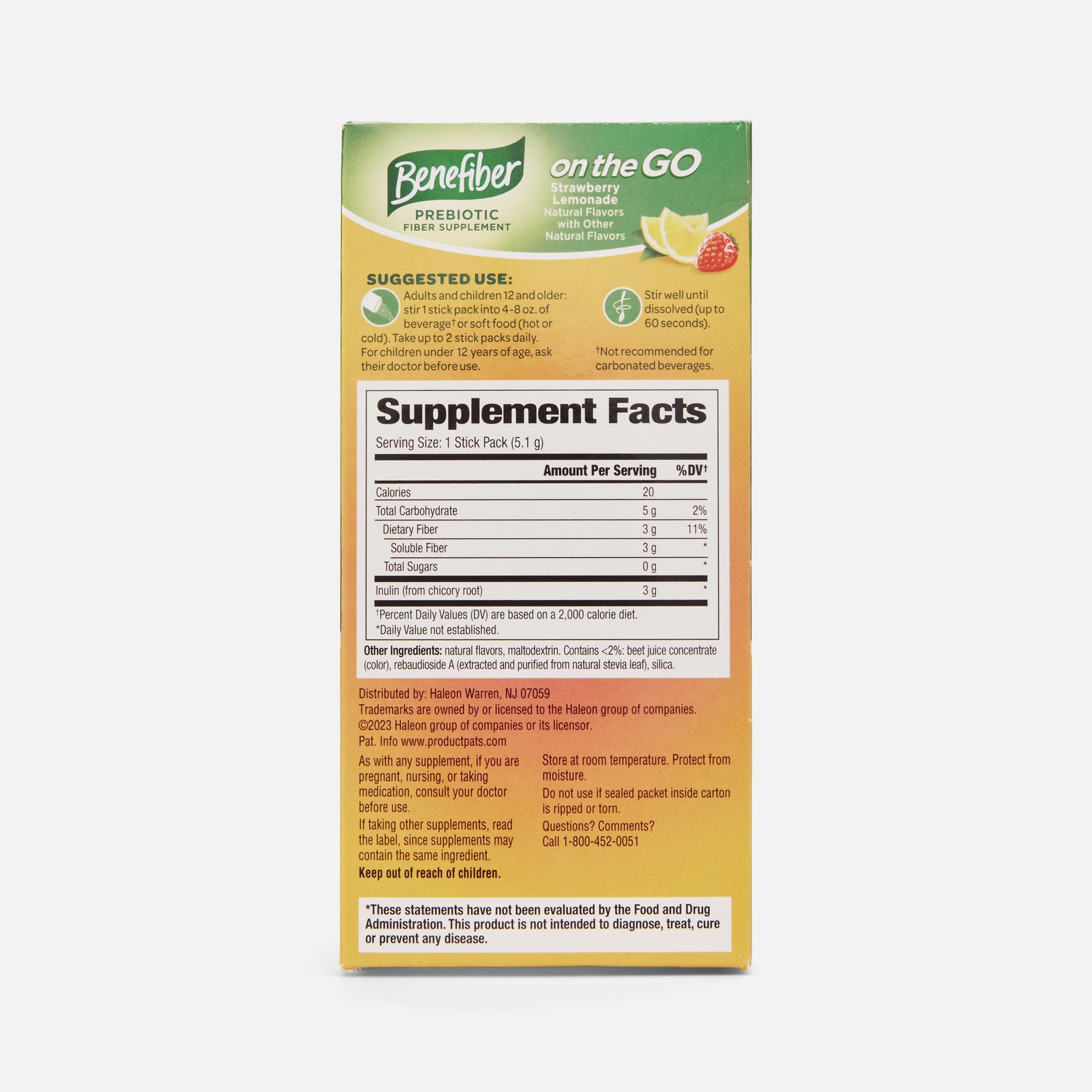 FSA Eligible Benefiber On The Go Prebiotic Daily Fiber Supplement ...