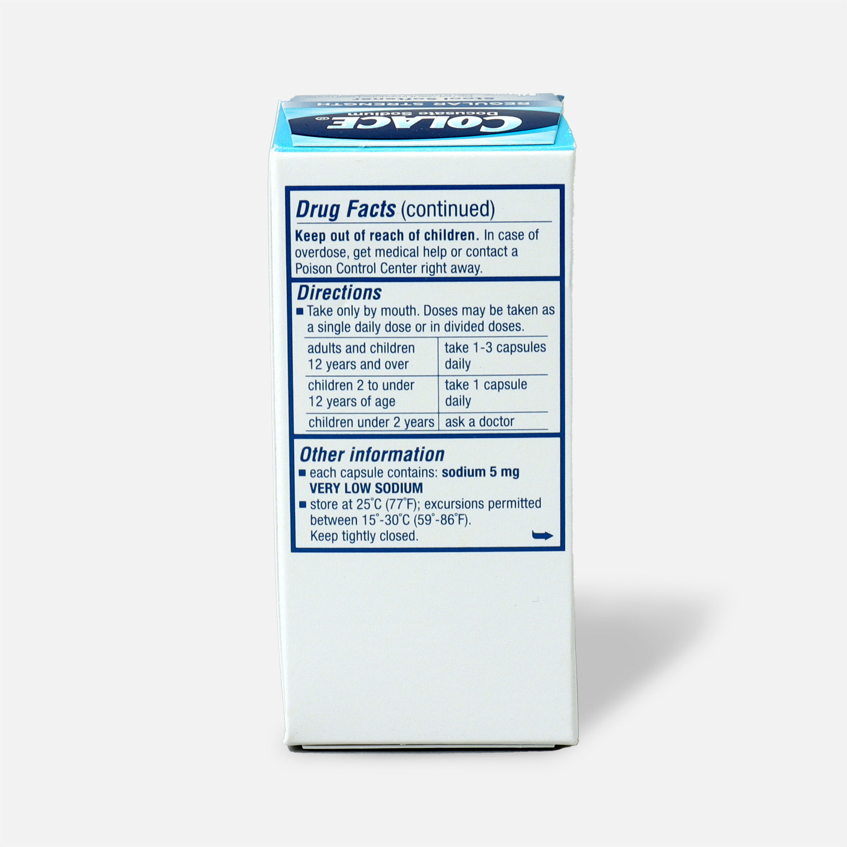 Colace Stool Softener Laxative 100 mg, Capsules, 60 ct.