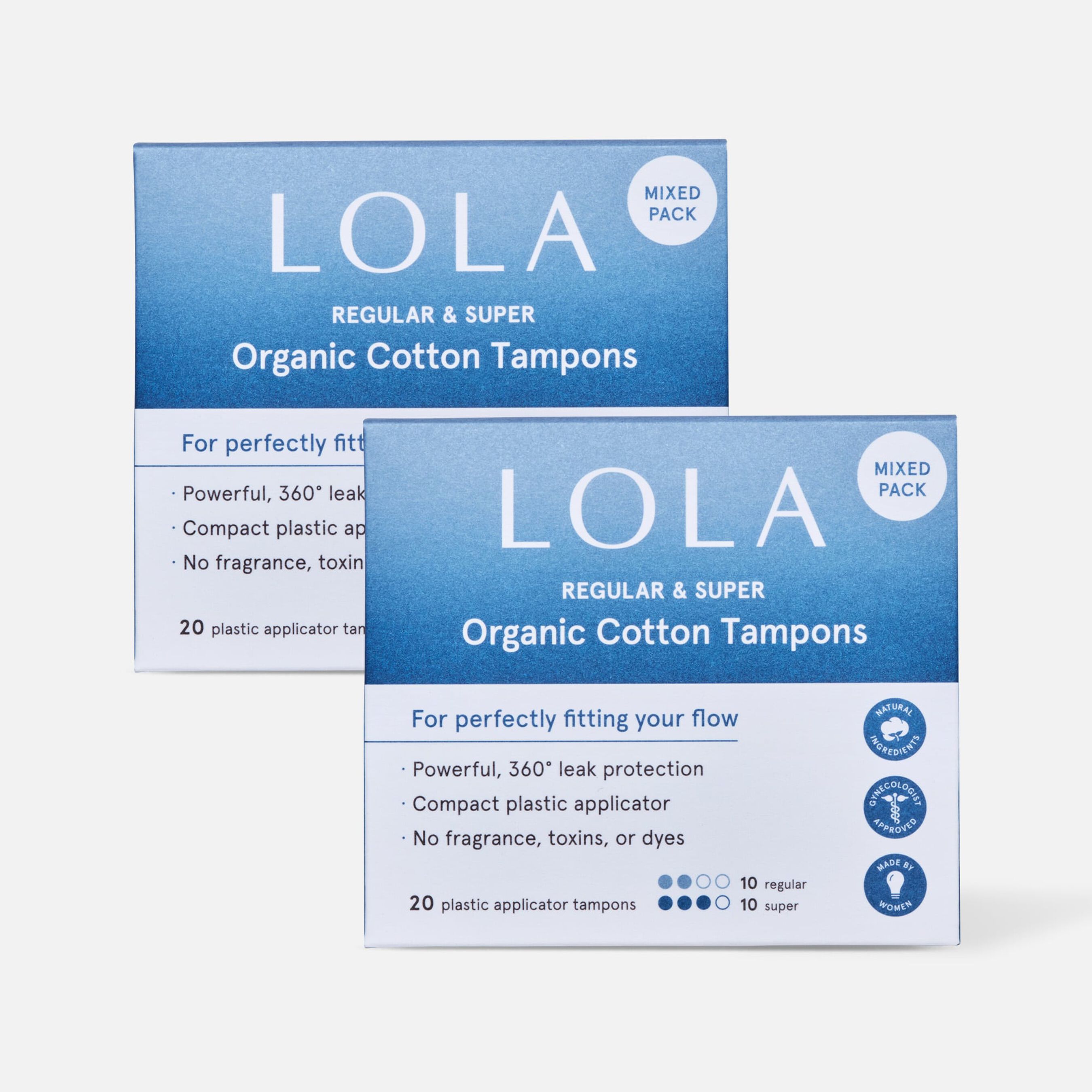 FSA Eligible LOLA Assorted Regular & Super Tampons, 20 ct. (2-Pack ...