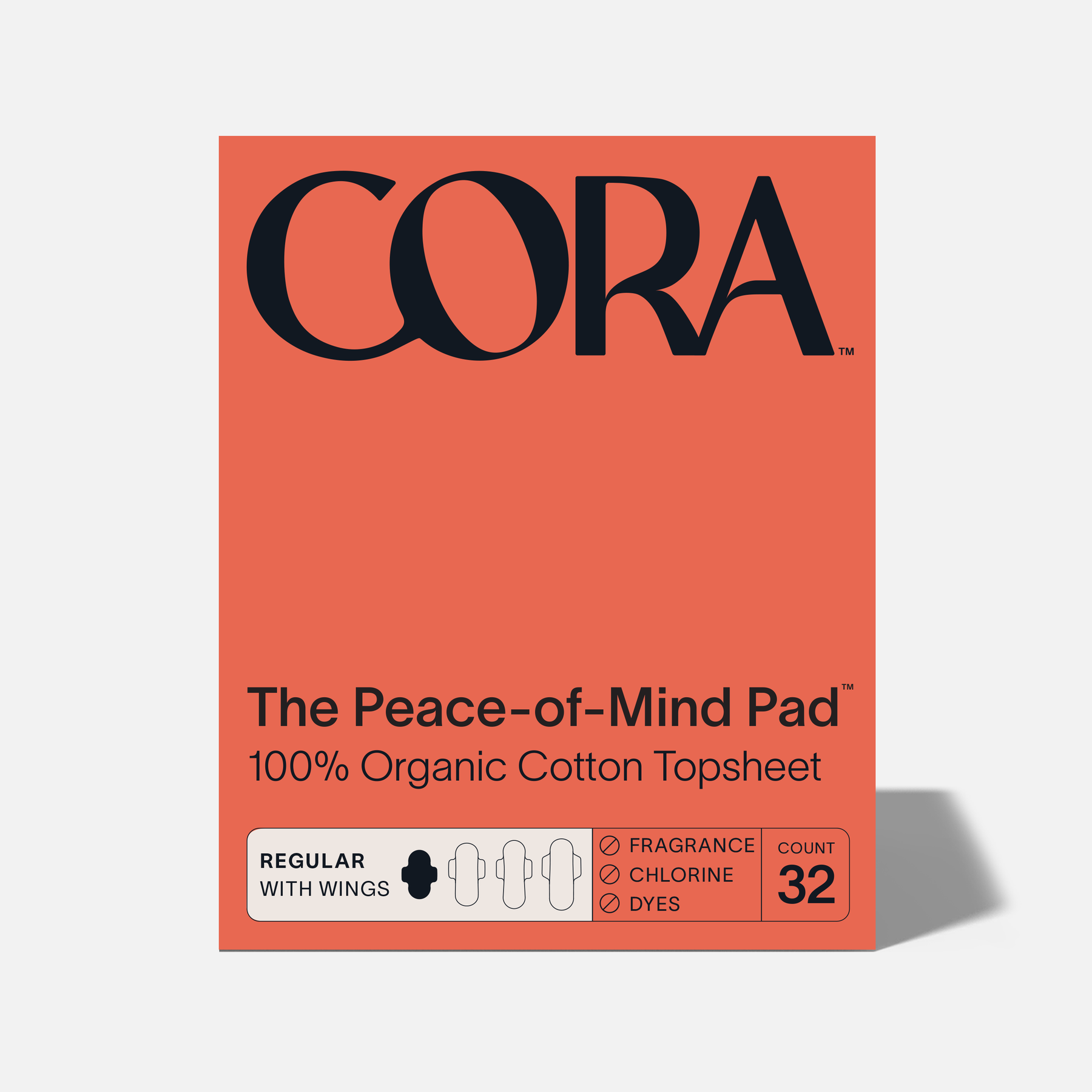 FSA Eligible Cora Organic Cotton Ultra Thin Period Pads, Regular, 32 ct ...