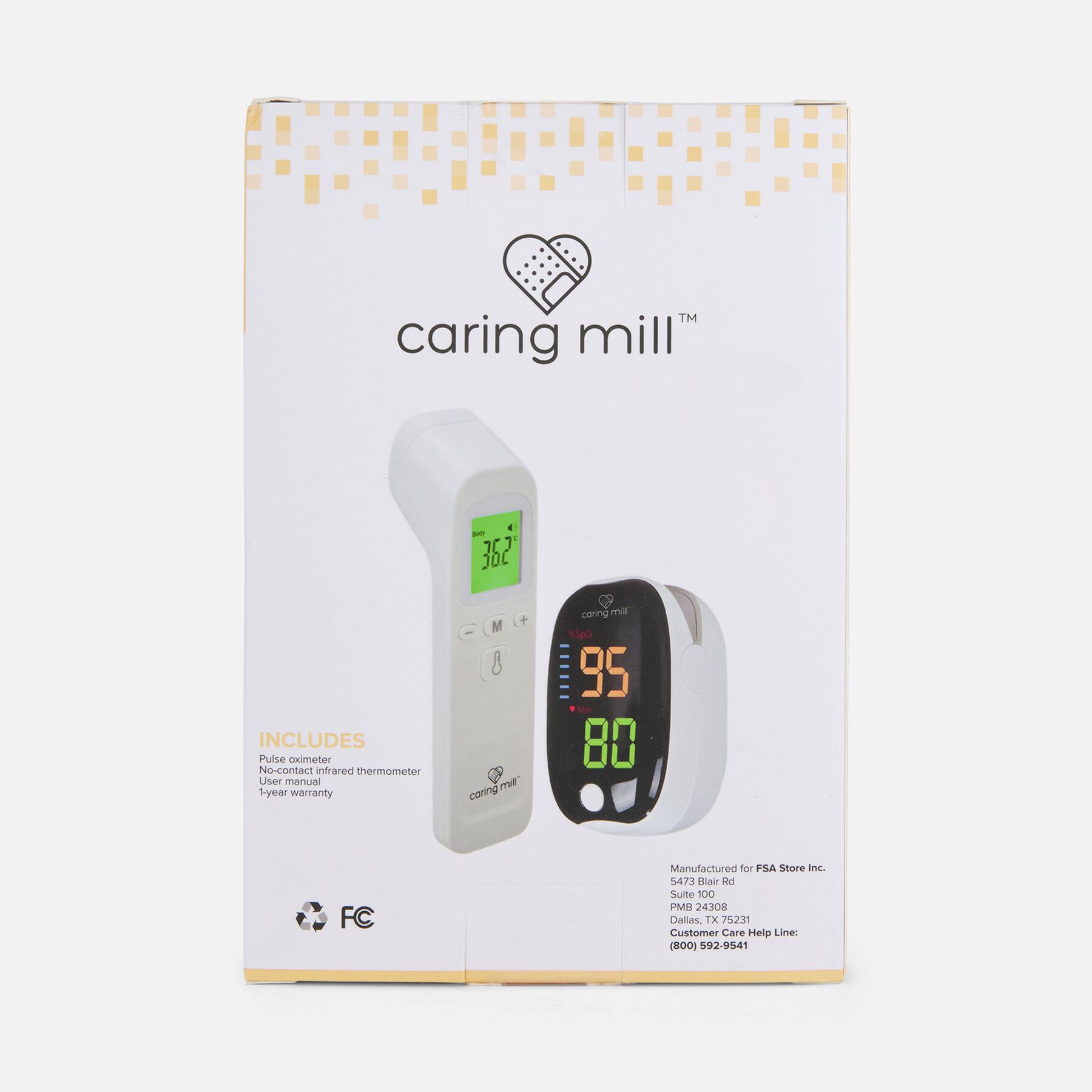 FSA Eligible Caring Mill™ Thermometer & Pulse Oximeter, Dual Pack | FSA ...