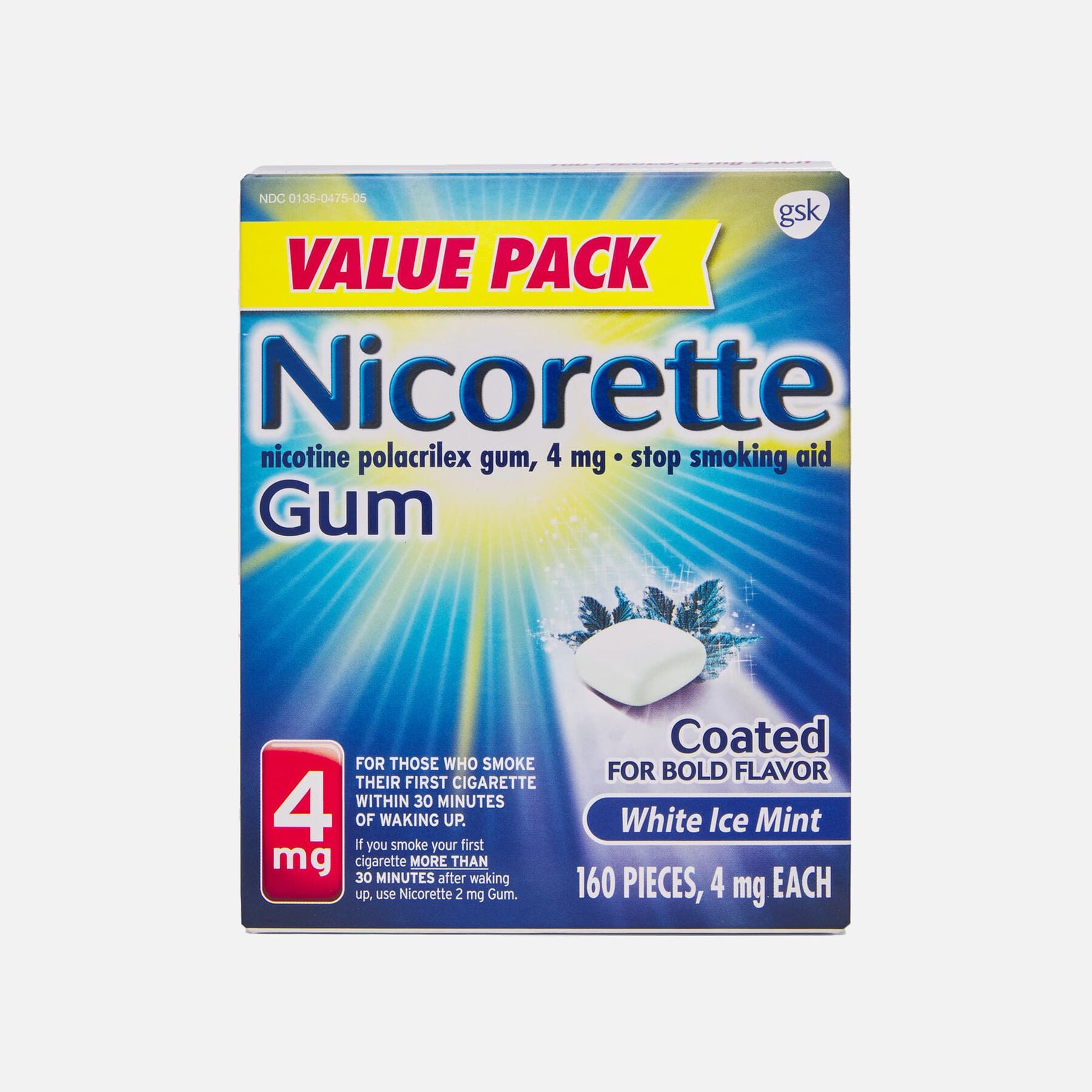 FSA Eligible Nicorette Nicotine Gum, White Ice Mint, 4mg, 160 ct. | FSA ...