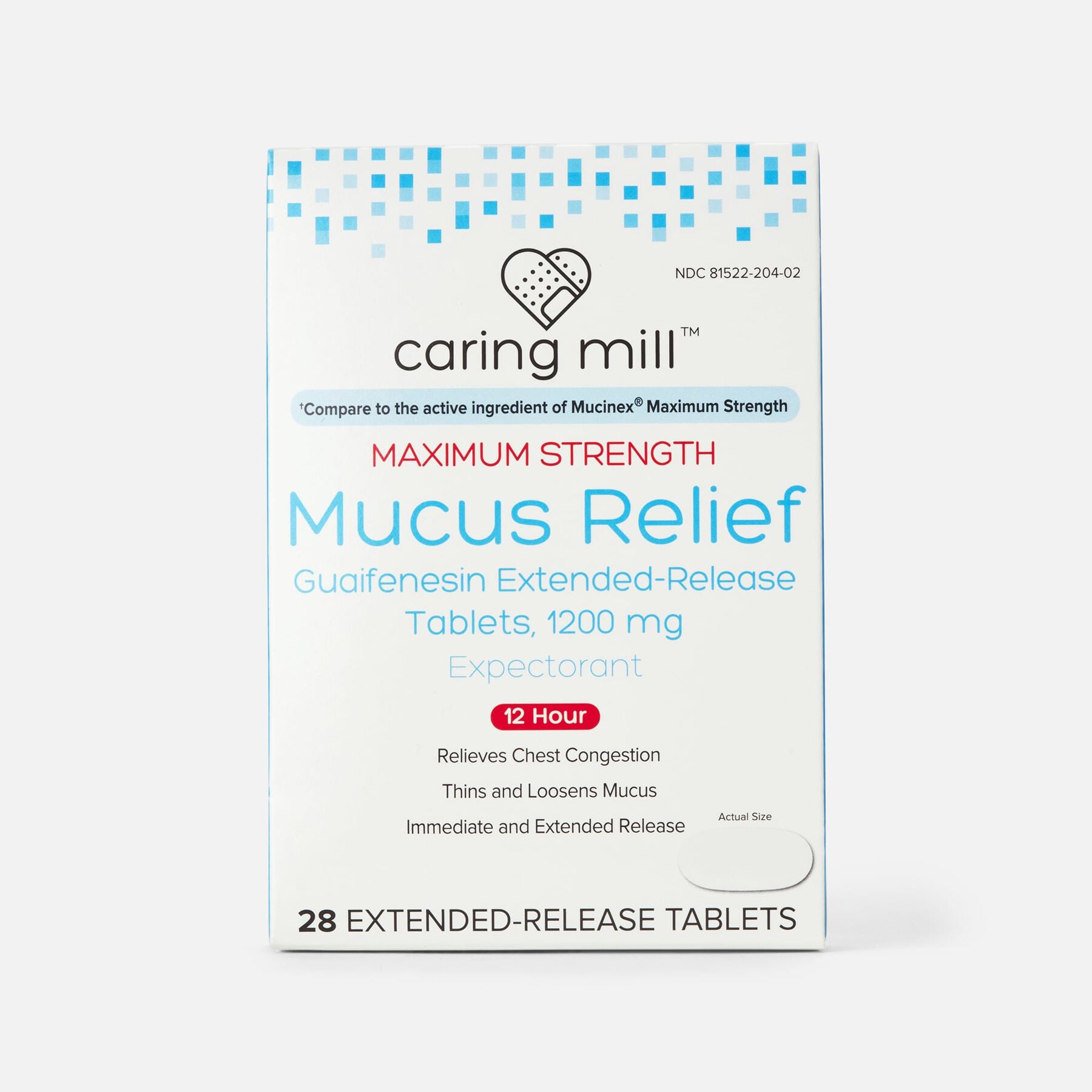 FSA Eligible Caring Mill™ Mucus-ER Max Guaifenesin Extended-Release Bi ...