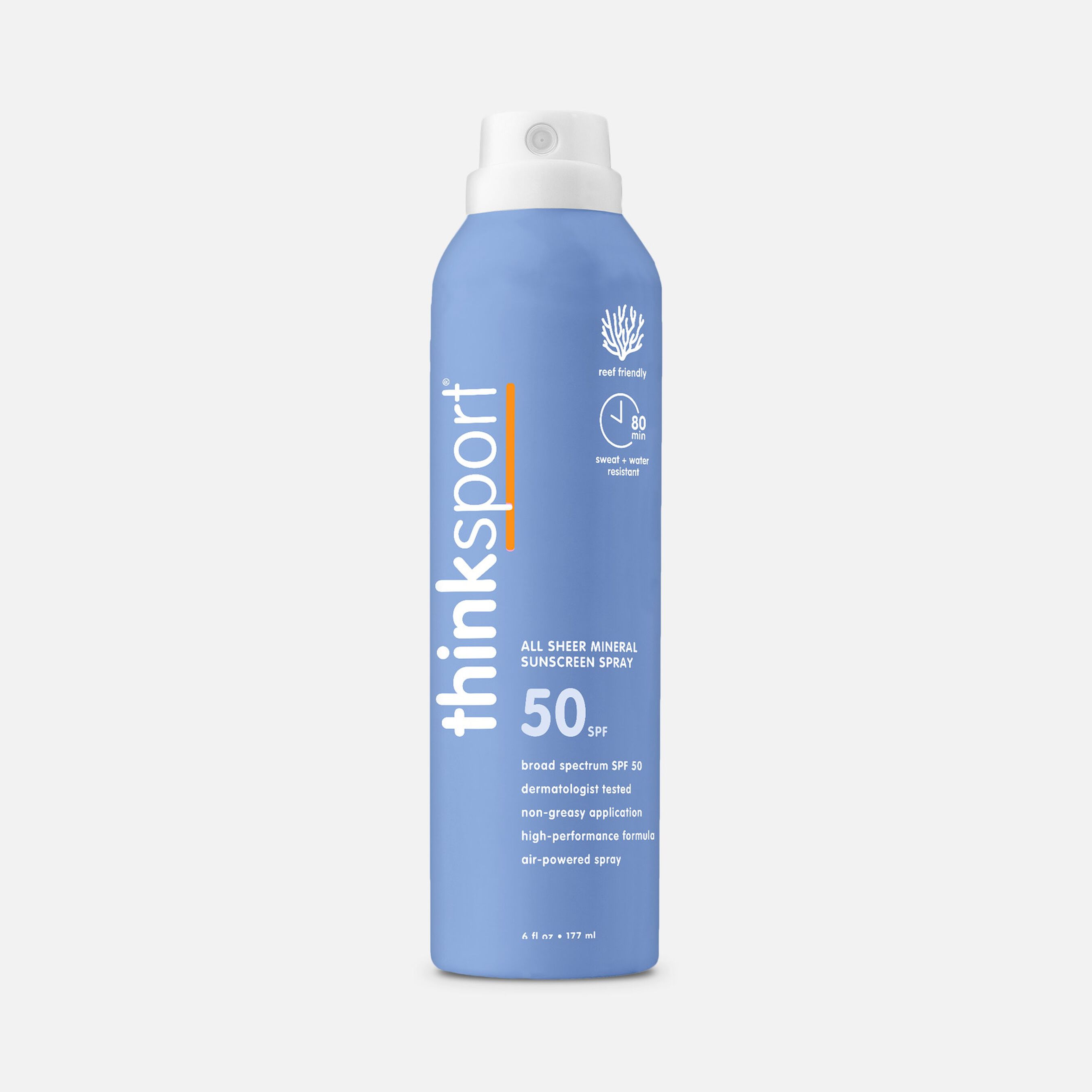 FSA Eligible thinksport SPF 50 All Sheer Mineral Sunscreen Spray, 6 fl oz. | FSA Store
