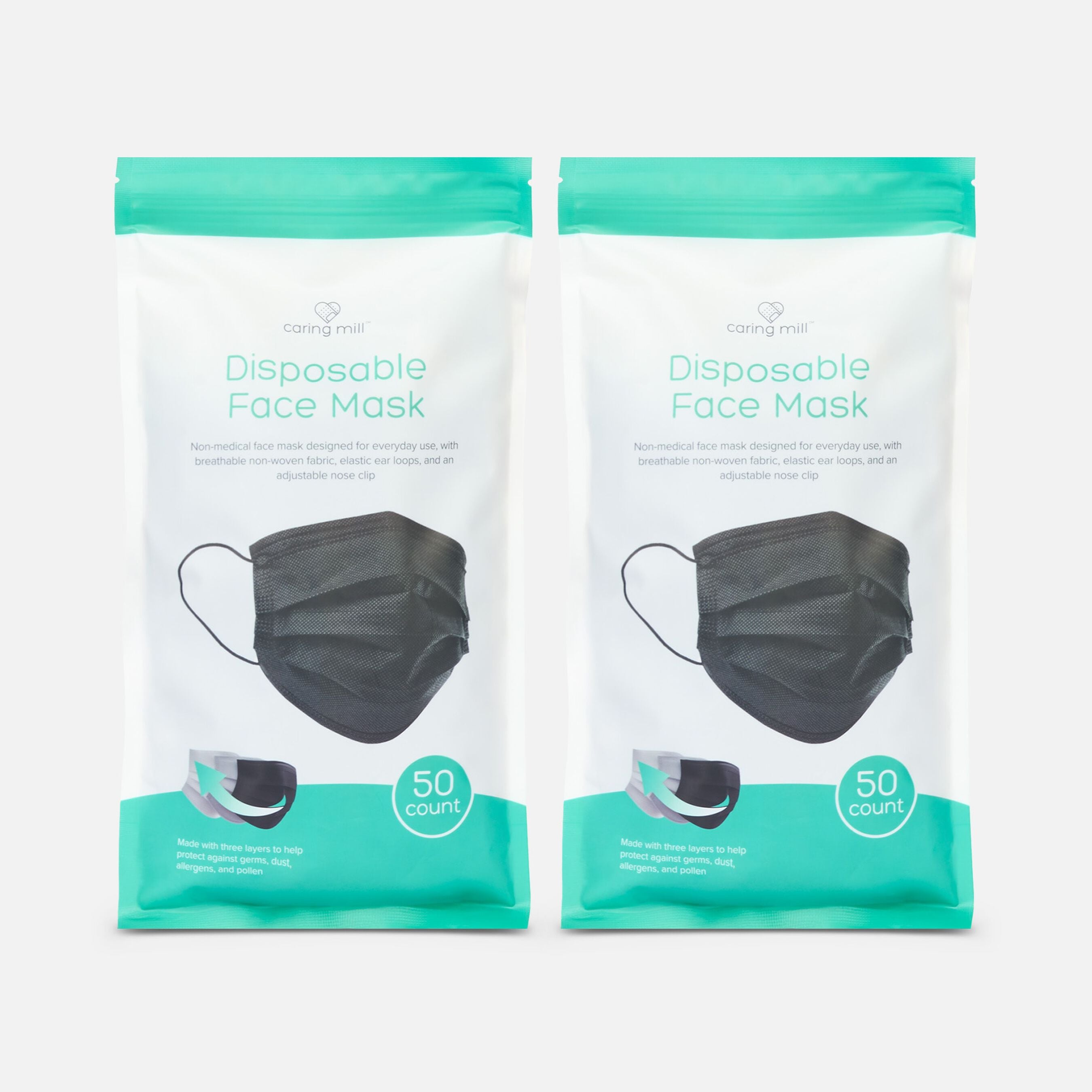 FSA Eligible Caring Mill™ Disposable Face Mask, Black, 50 ct. (2-Pack ...