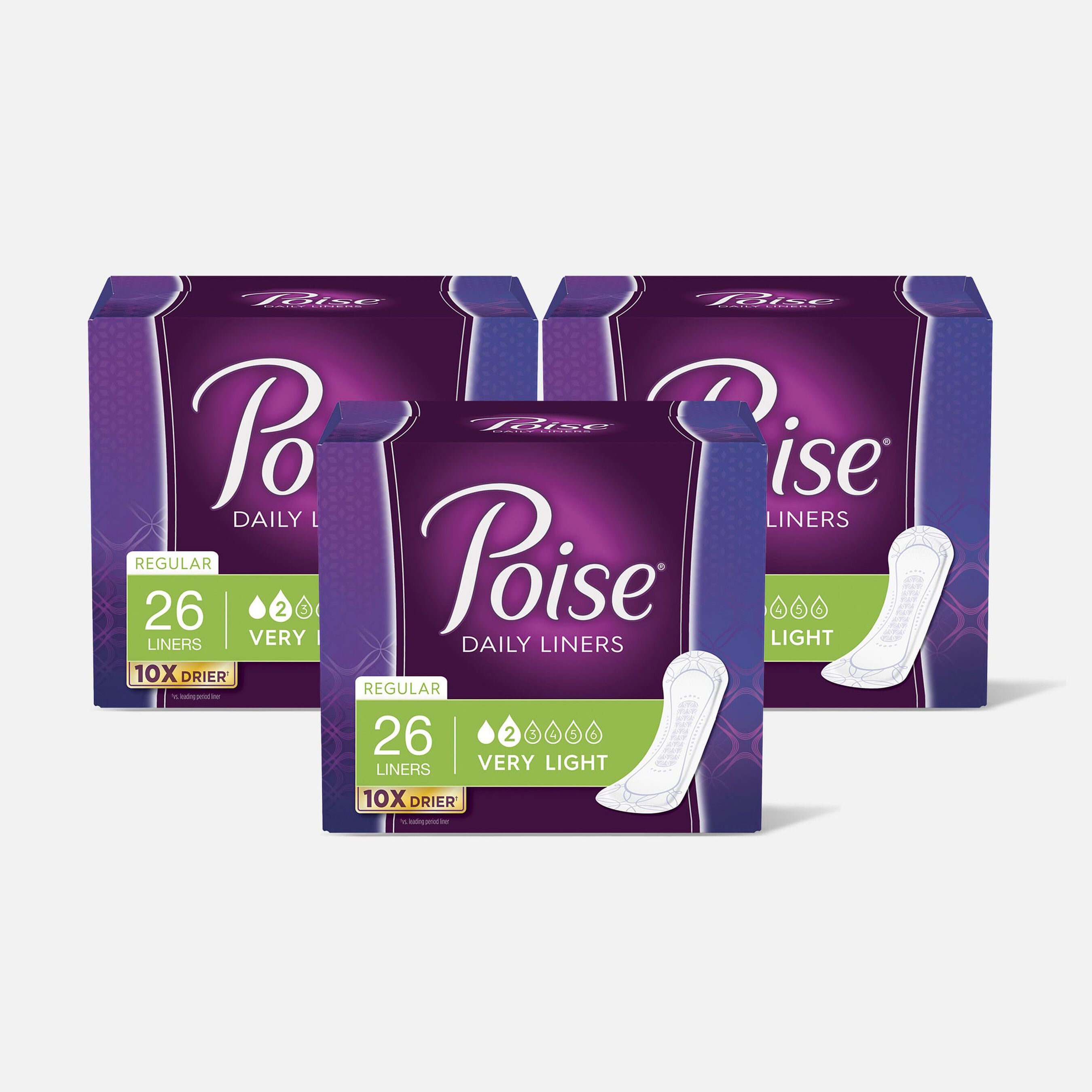 FSA Eligible | Poise Pantyliners Very Light Absorbency, Regular, 26 ct ...