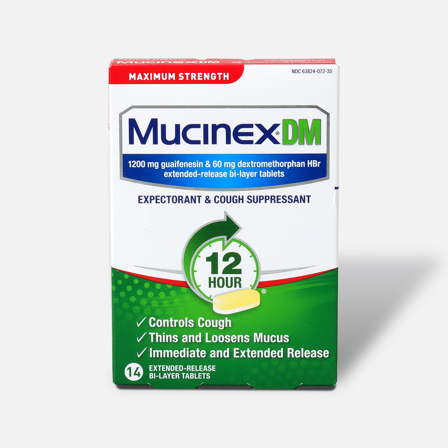 FSA Eligible Mucinex Max Strength Extended Release Bi-Layer Tablets, 14 ...