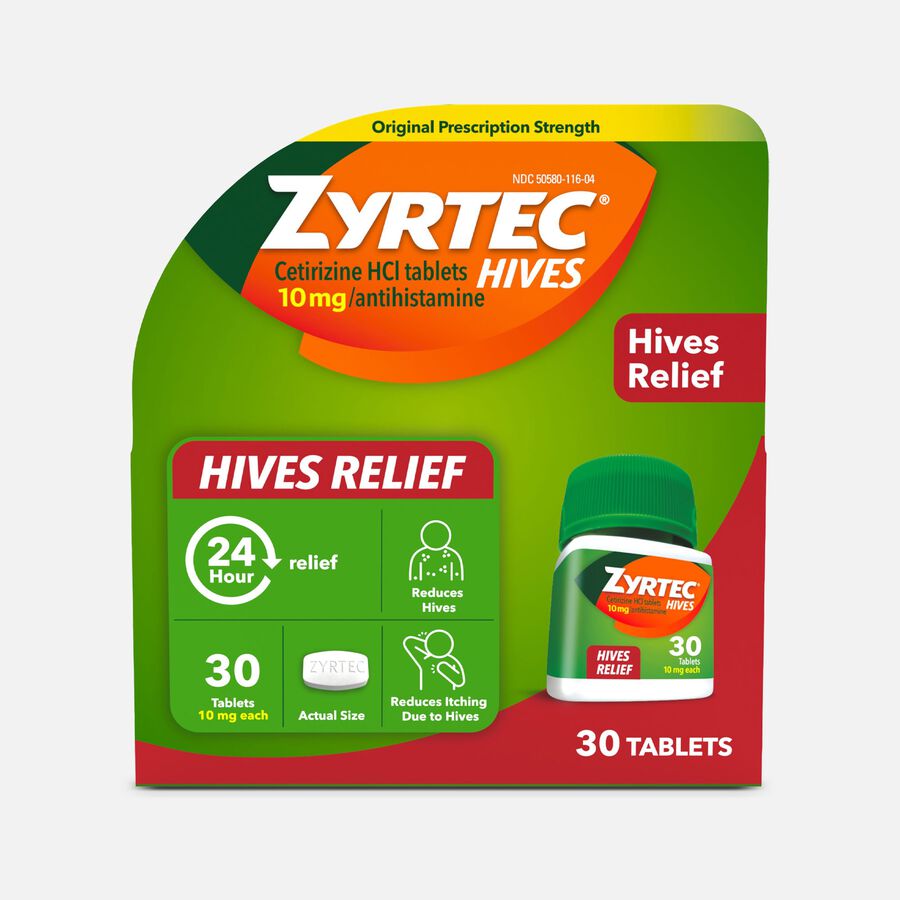 FSA Eligible Zyrtec Hives Itch Relief 10 MG Tablets, 30 ct. | FSA Store