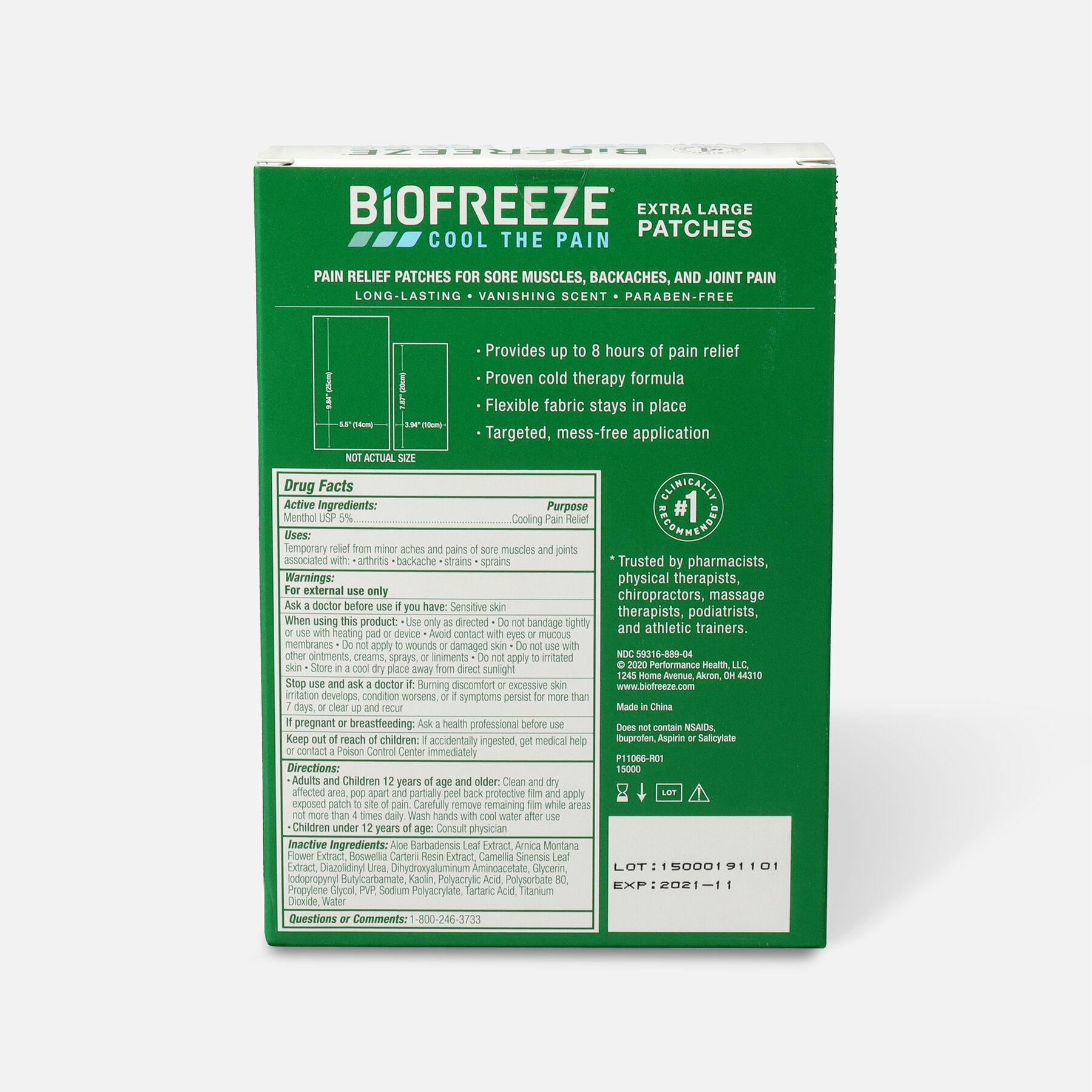 Biofreeze Extra Large Pain Relief Patch, Variety Pack, 4 pc