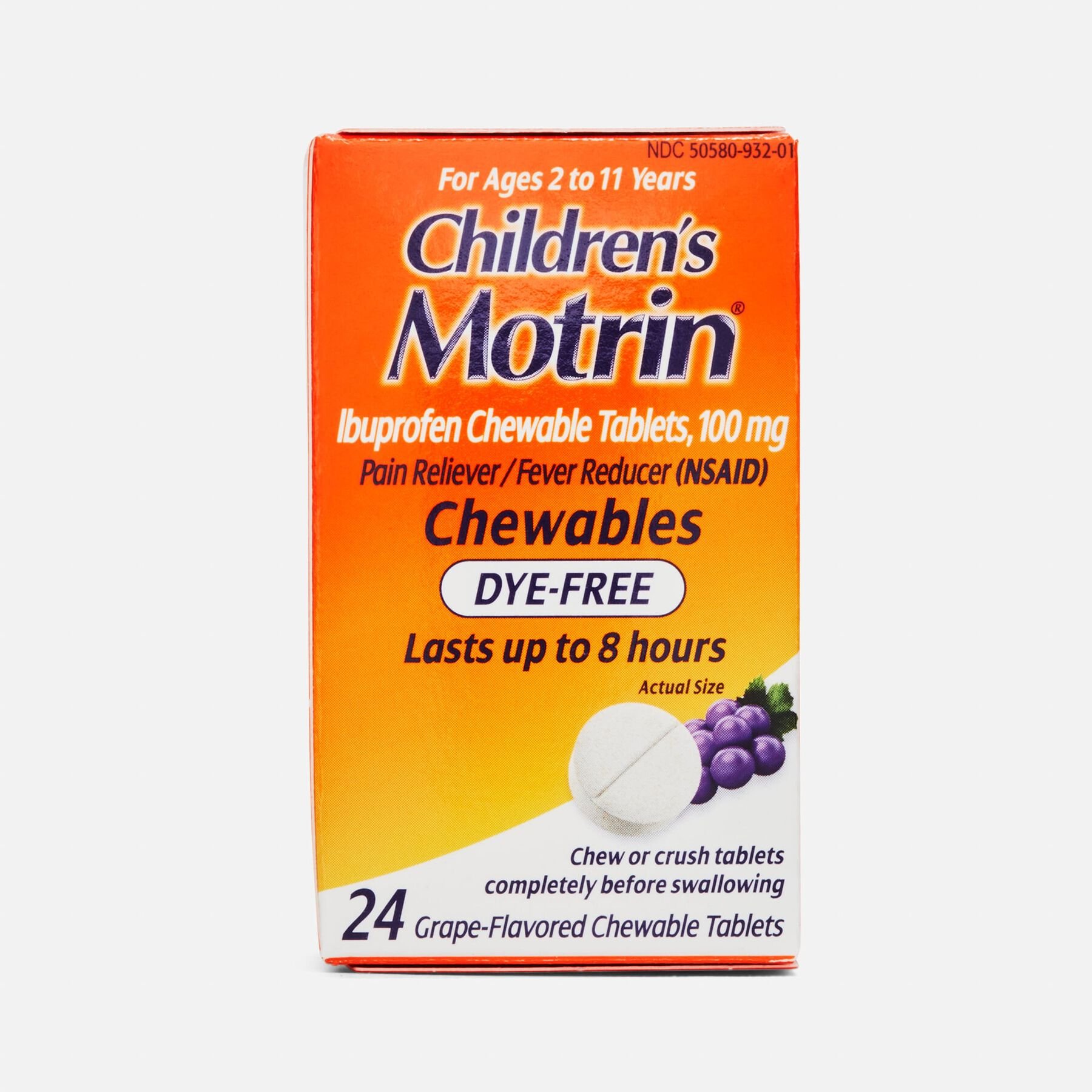 FSA Eligible Children's Motrin Dye-Free Ibuprofen Chewable Tablets for ...