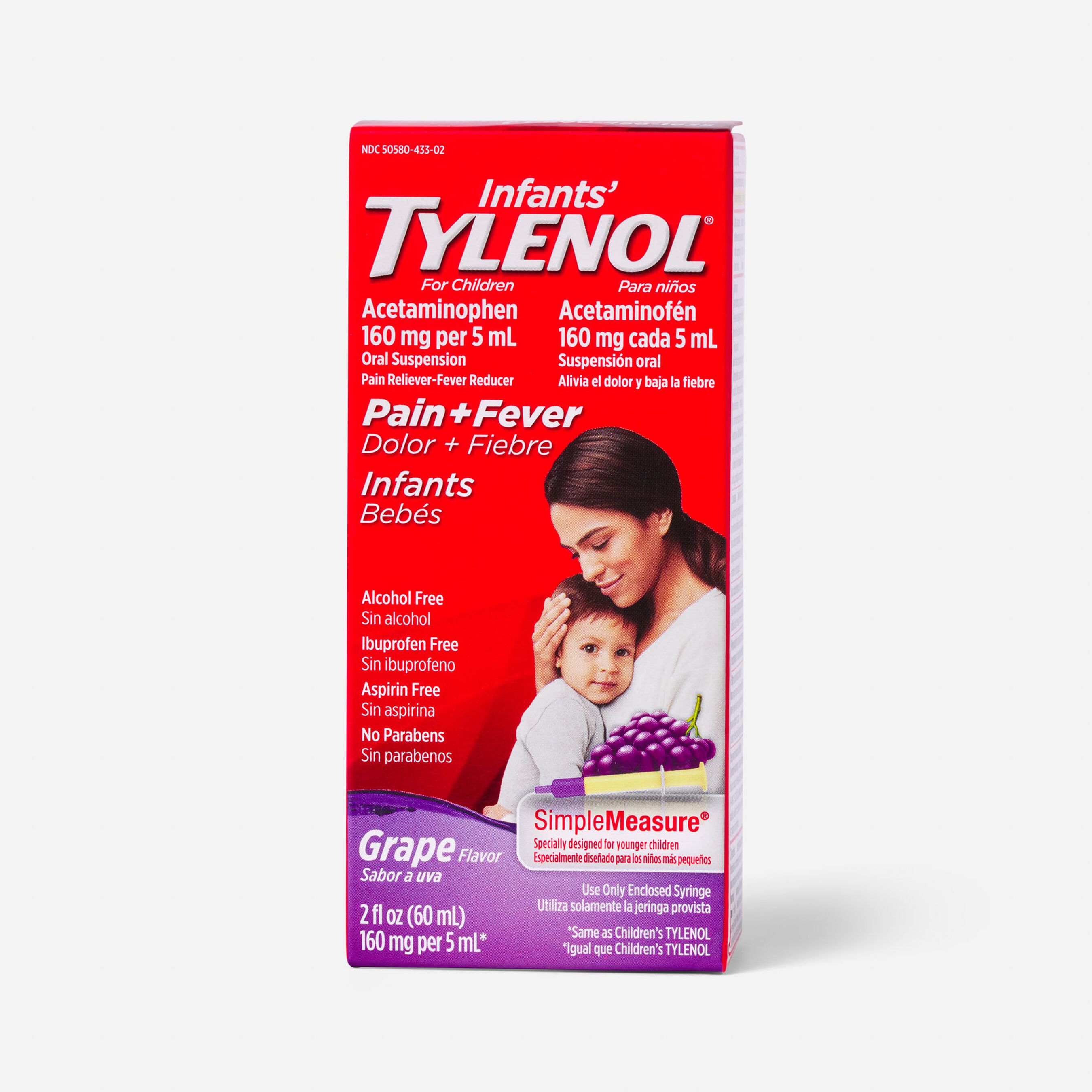 Tylenol Pain Reliever and Fever Reducer, Infant, Simple Measure, Grape ...