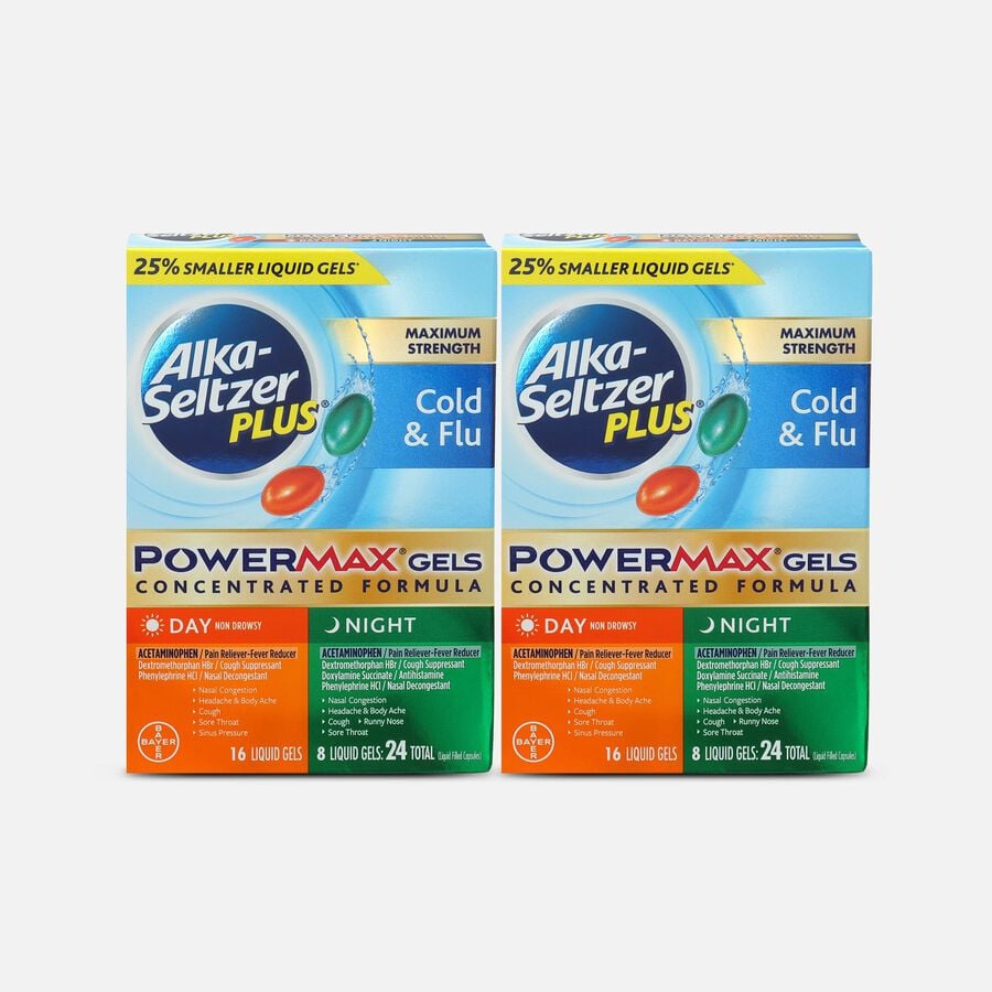 FSA Eligible Alka-Seltzer Plus PowerMax Gels, Cold & Flu, Day & Night ...