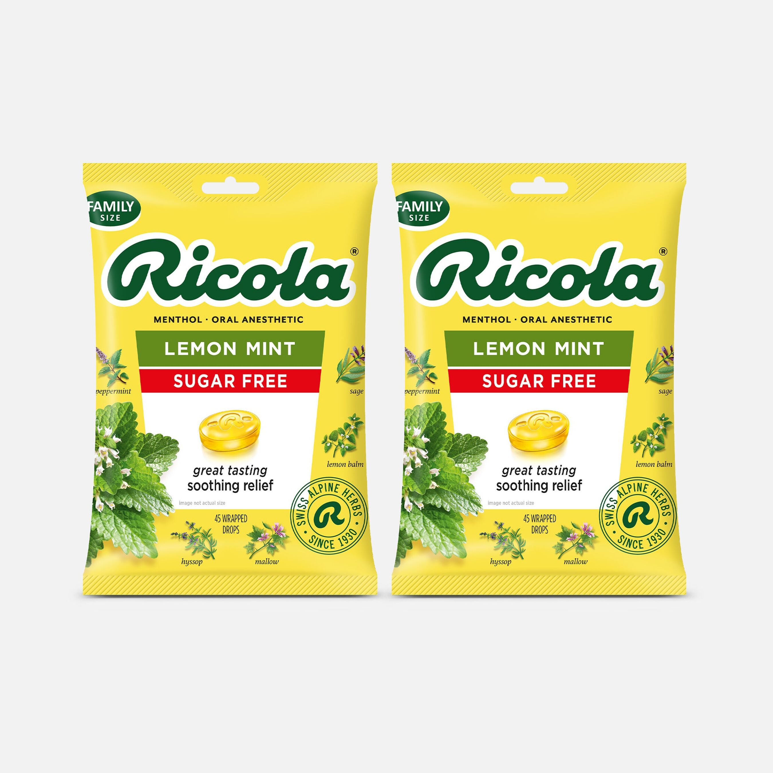 FSA Eligible Ricola Sugar Free Lemon Mint Throat Drops, 45 ct. (2-Pack ...