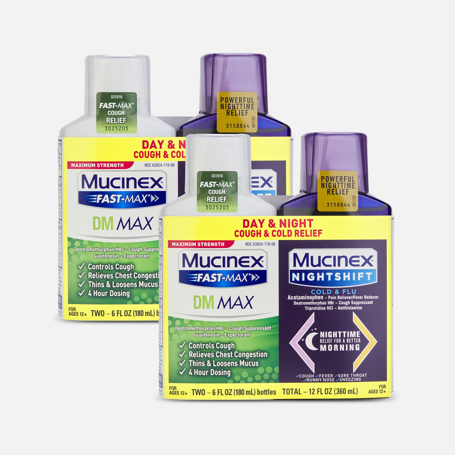 FSA Eligible Mucinex Fast-Max DM Max & Nightshift Cold & Flu Combo Pack, 6 fl oz. (2-Pack) | FSA ...