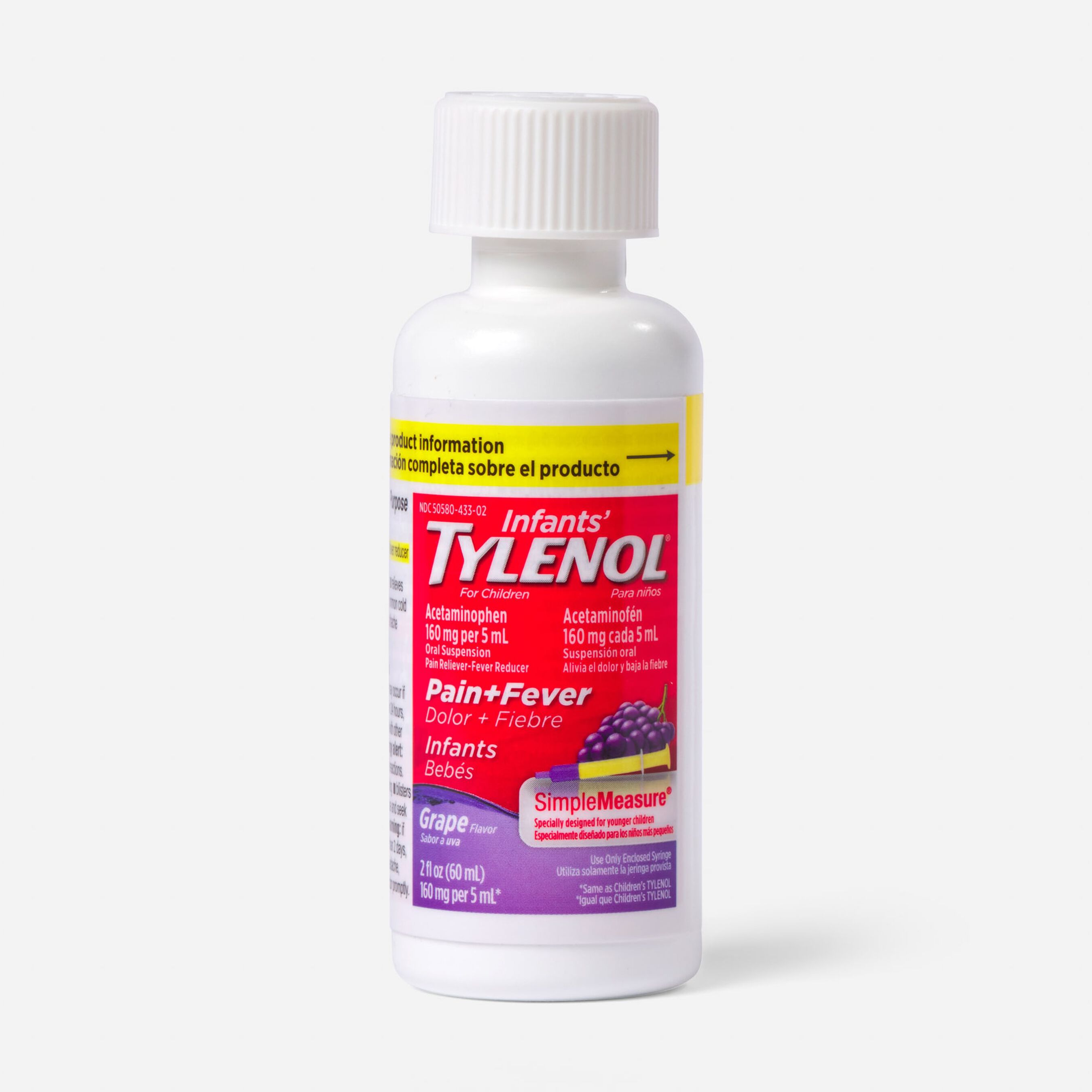 Tylenol Pain Reliever and Fever Reducer, Infant, Simple Measure, Grape ...