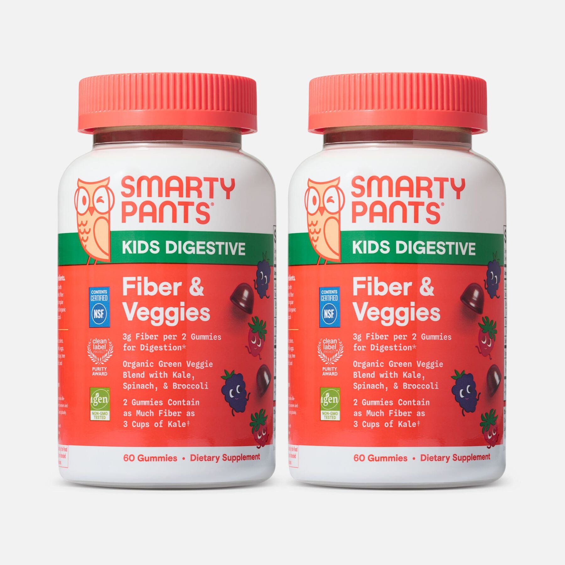 FSA Eligible SmartyPants Kids Fiber and Veggies, 60 Gummies (2 pack ...