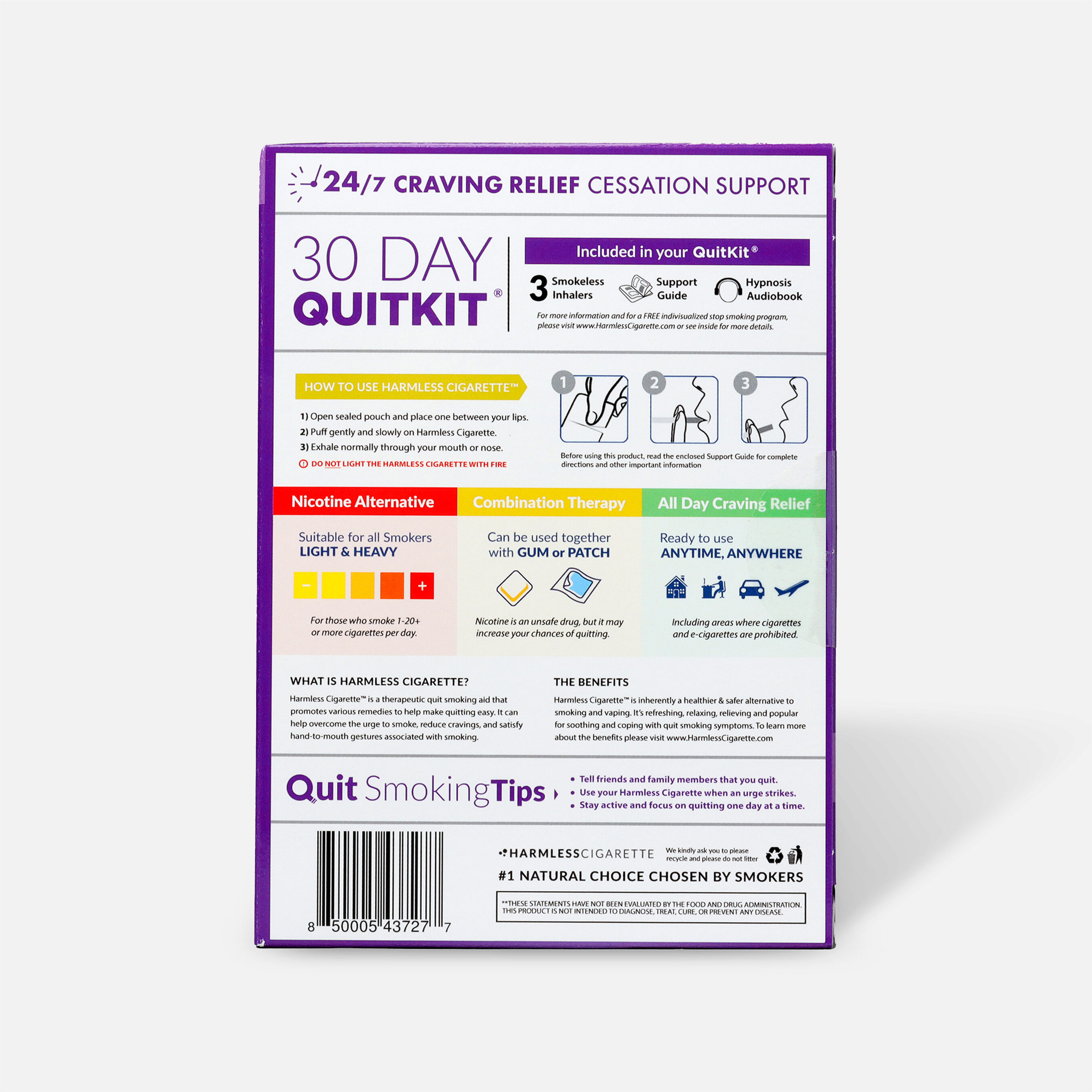 Harmless Cigarette Quit Smoking Aid, 30 Day Quit Kit, Tropical Fusion