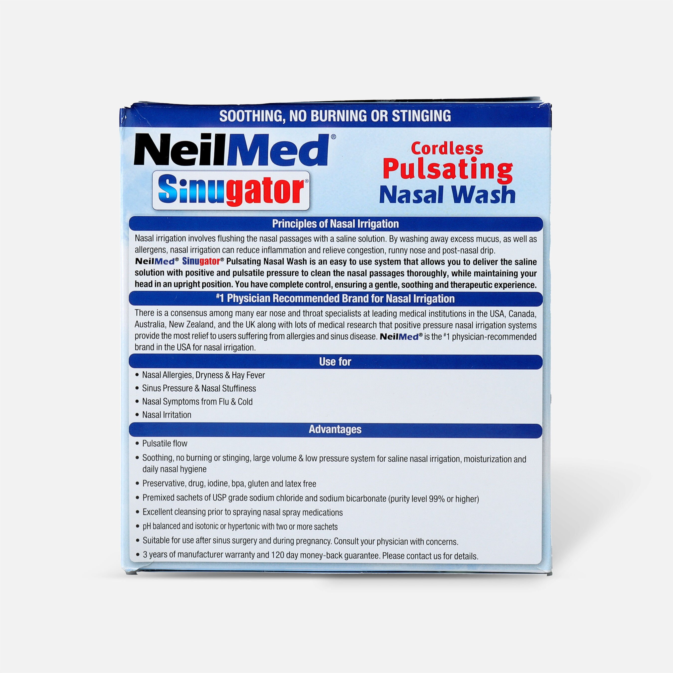 FSA Eligible NeilMed Sinugator Cordless Pulsating Nasal Wash with 30 ...