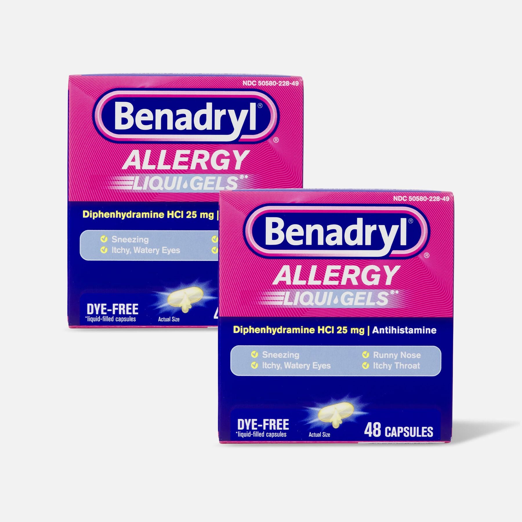 FSA Eligible Benadryl Allergy Relief Liqui-Gels, 48 ct. (2-Pack) | FSA ...
