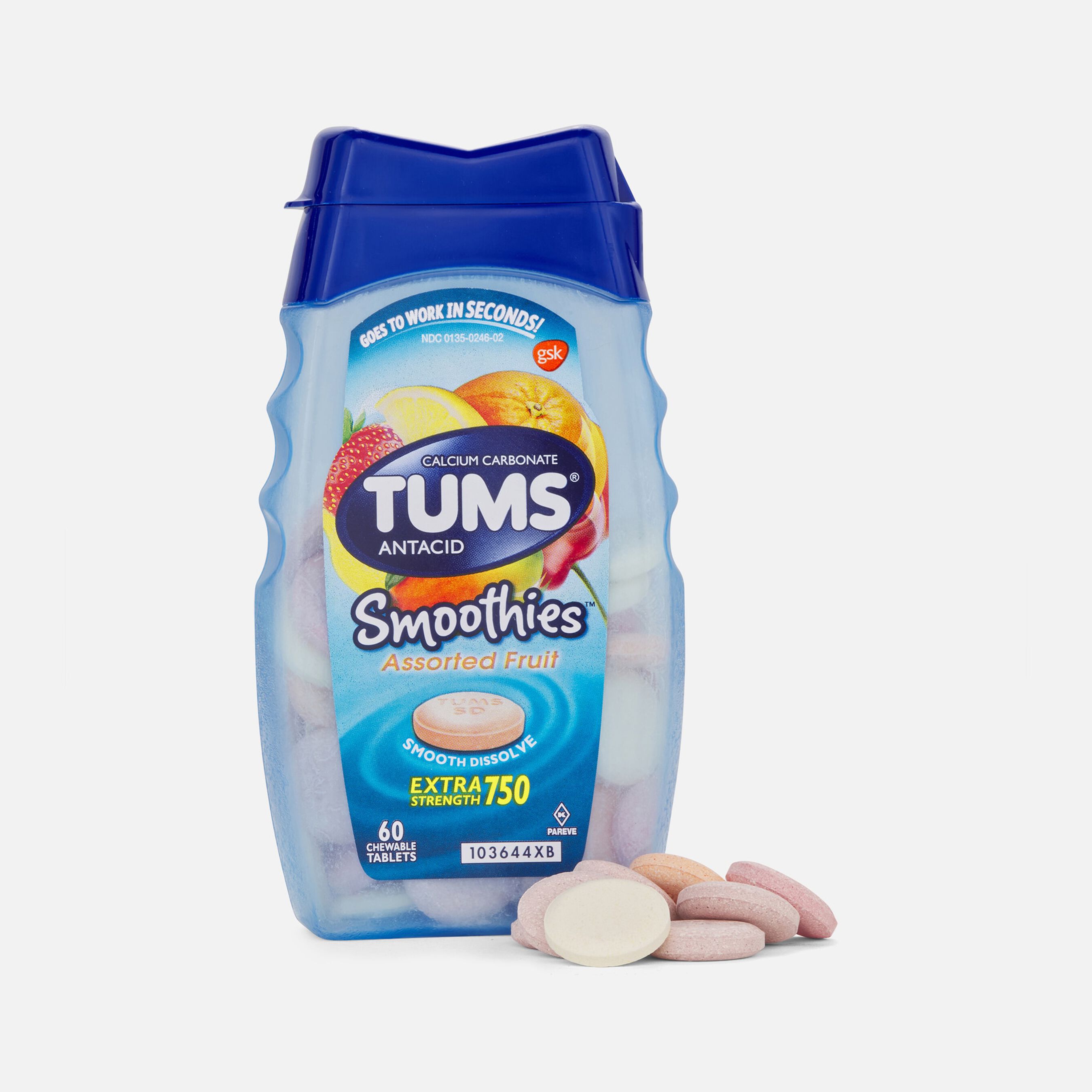 FSA Eligible TUMS Smoothies Extra Strength Antacid Chewable Tablets ...