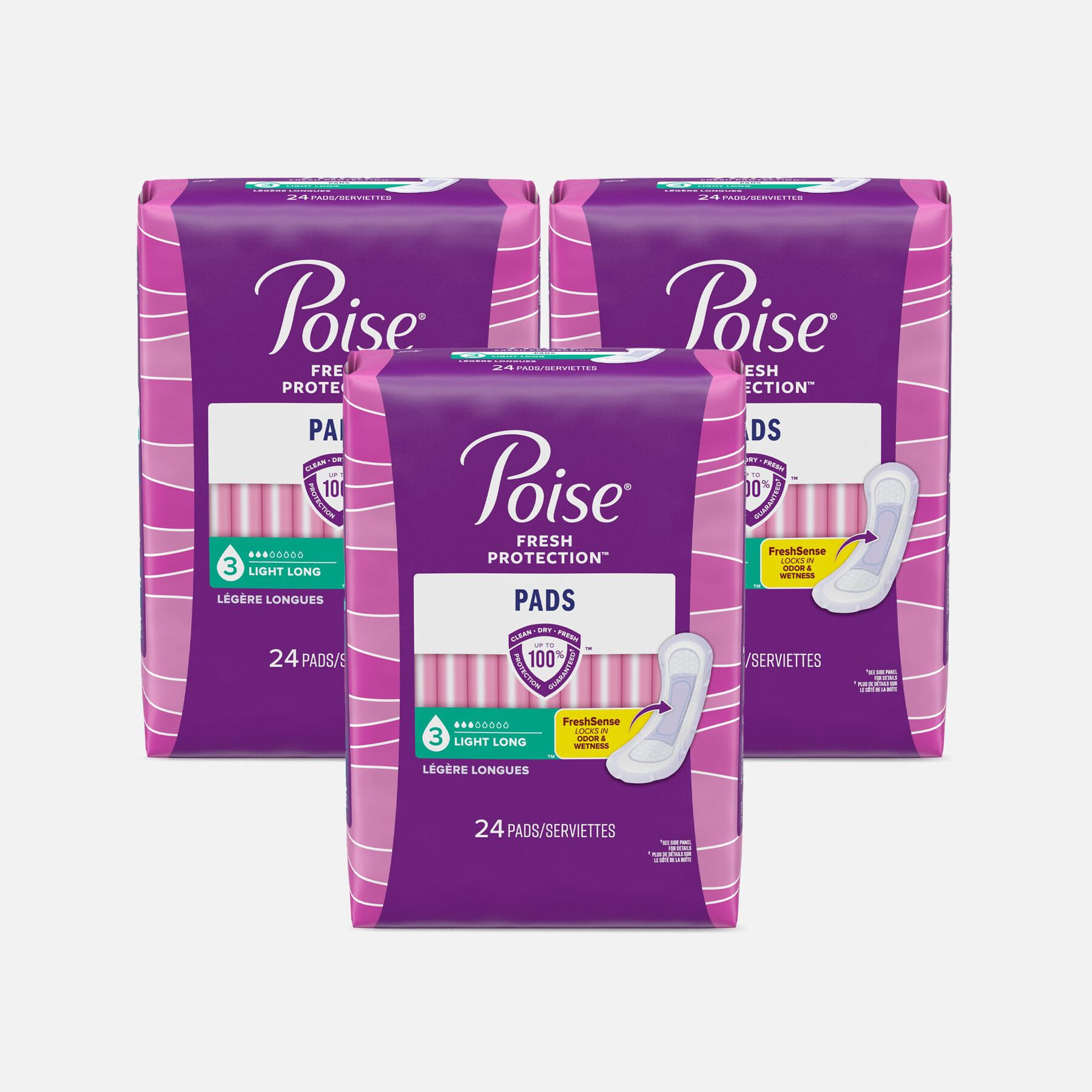 FSA Eligible Poise Incontinence Pads, Light Long, 24 ct. (3-Pack) | FSA ...