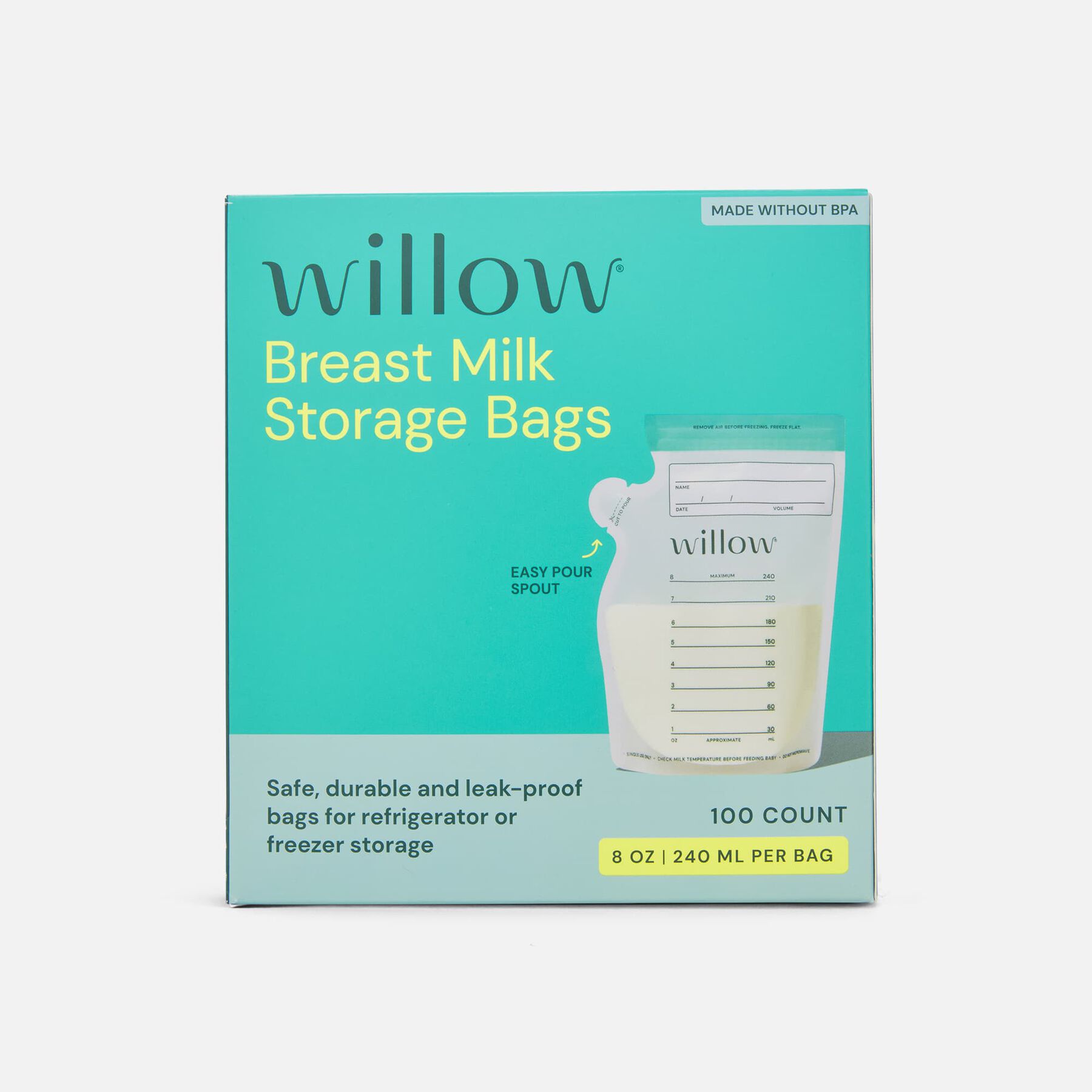 FSA Eligible Willow 360 Spill-Proof Breast Milk Storage Bags, 100 ct ...