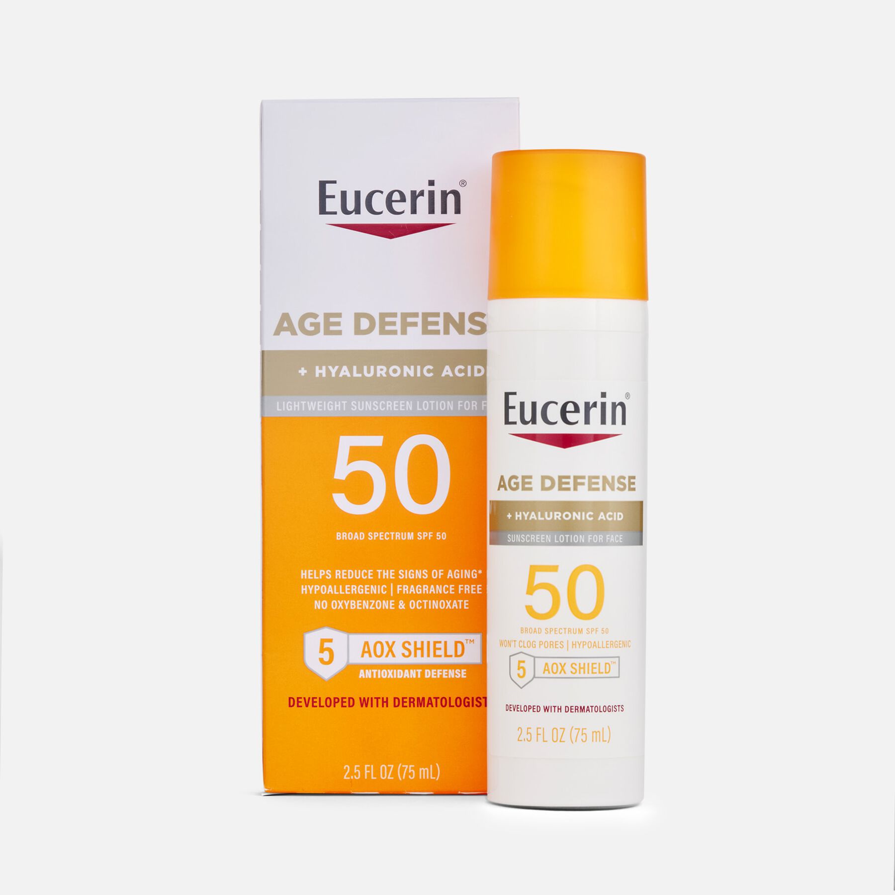 FSA Eligible Eucerin Sun Age Defense Face Sunscreen Lotion, SPF 50, 2.5 ...