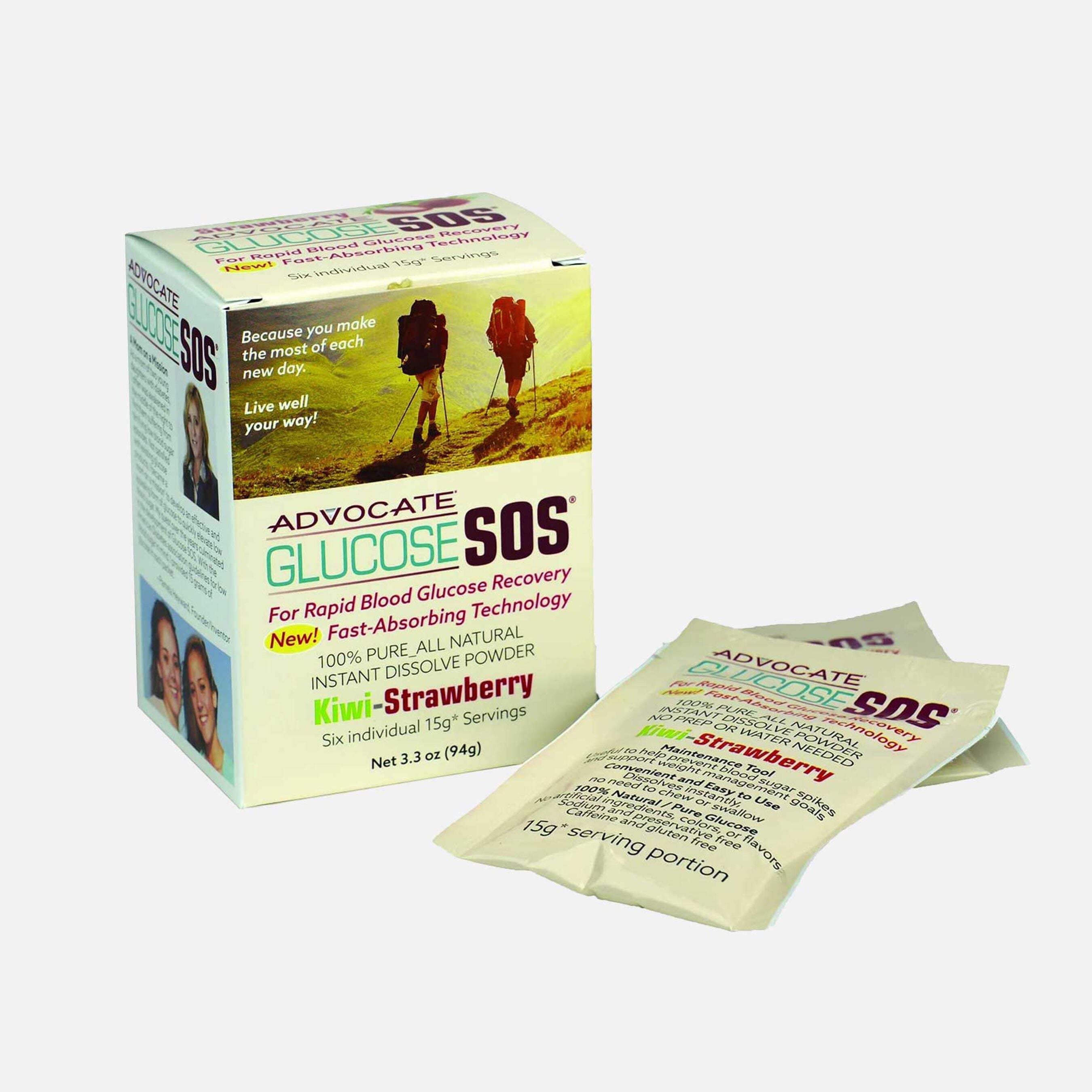 FSA Eligible Advocate Glucose SOS Powder, Kiwi-Strawberry, 3.3 oz ...