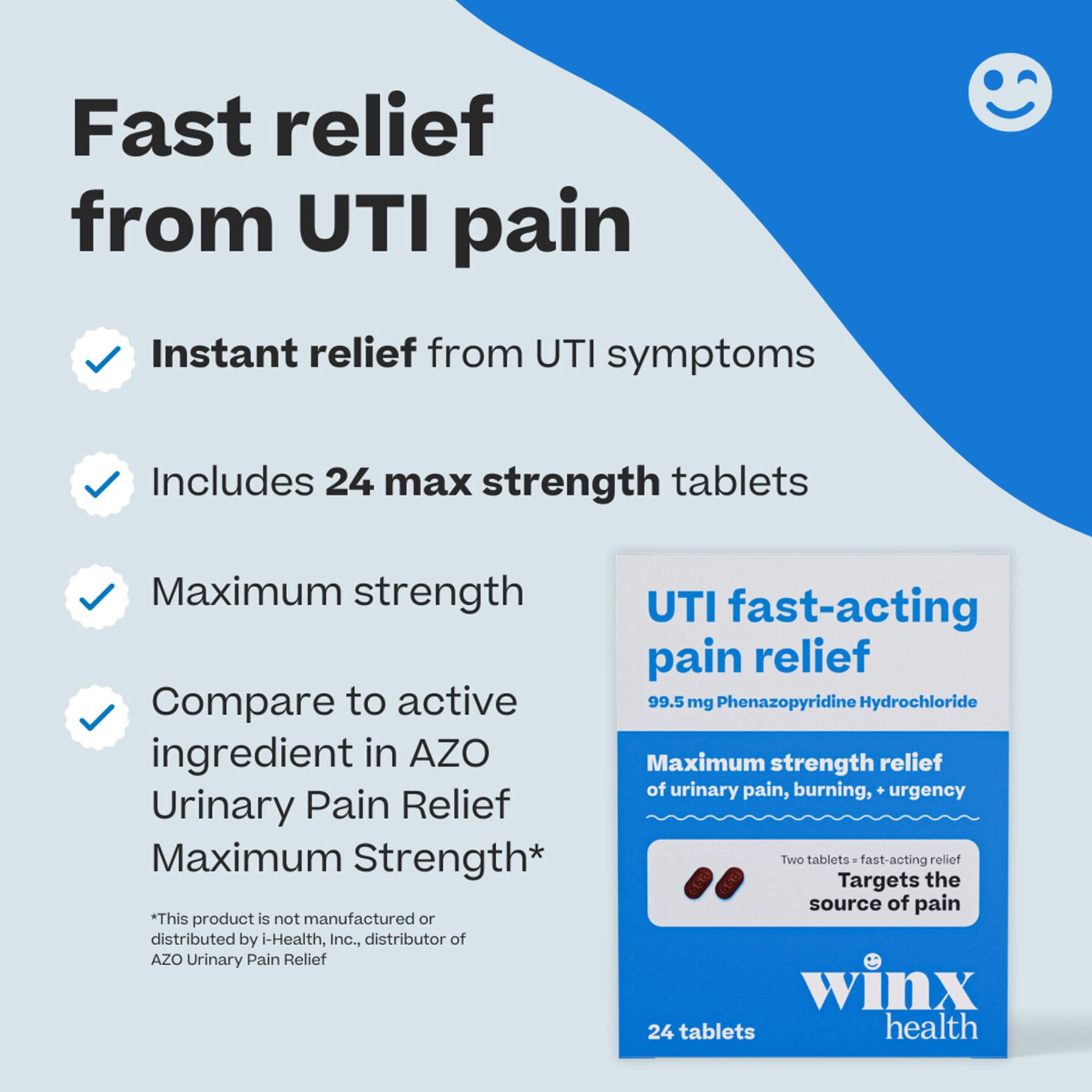 FSA Eligible Winx Health UTI Fast Acting Pain Relief, 24 ct | FSA Store
