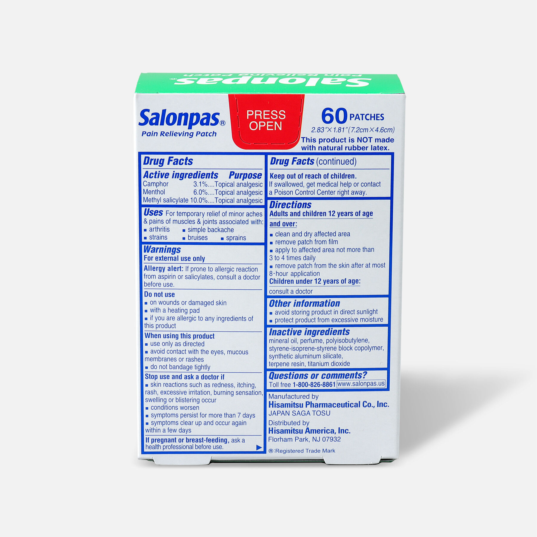 Salonpas Pain Relieving Patch, 60 ct.
