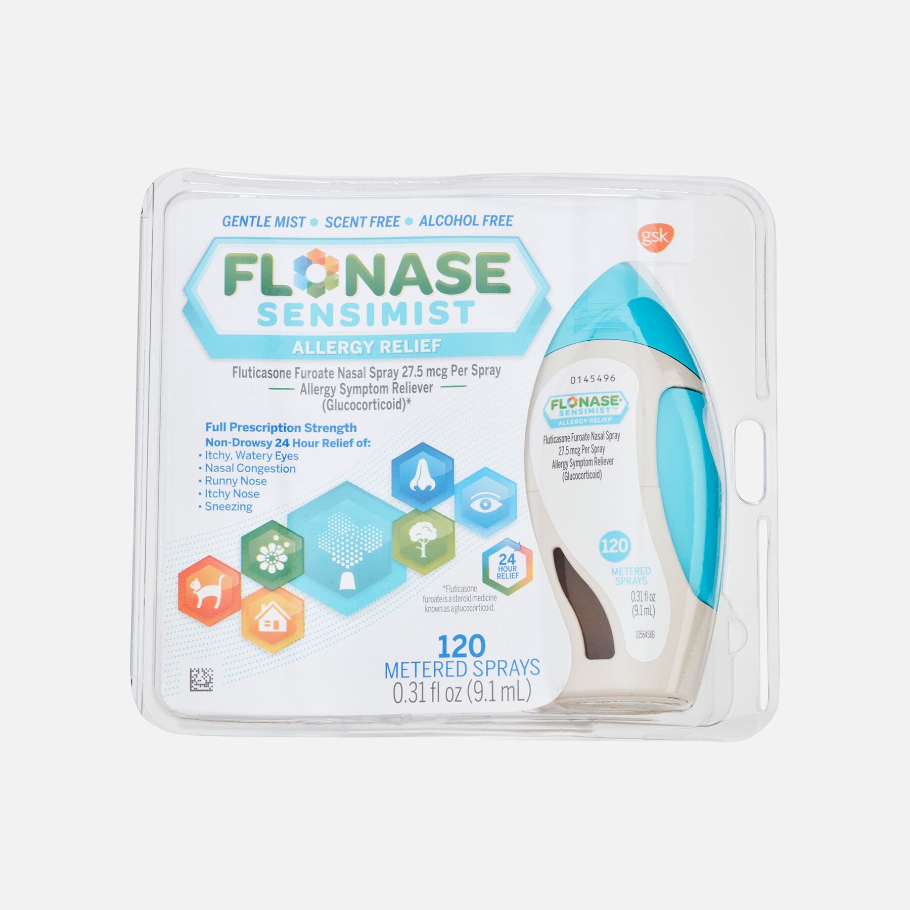FSA Eligible Flonase Sensimist Allergy Relief Nasal Spray, 27.5mcg, 120 ...