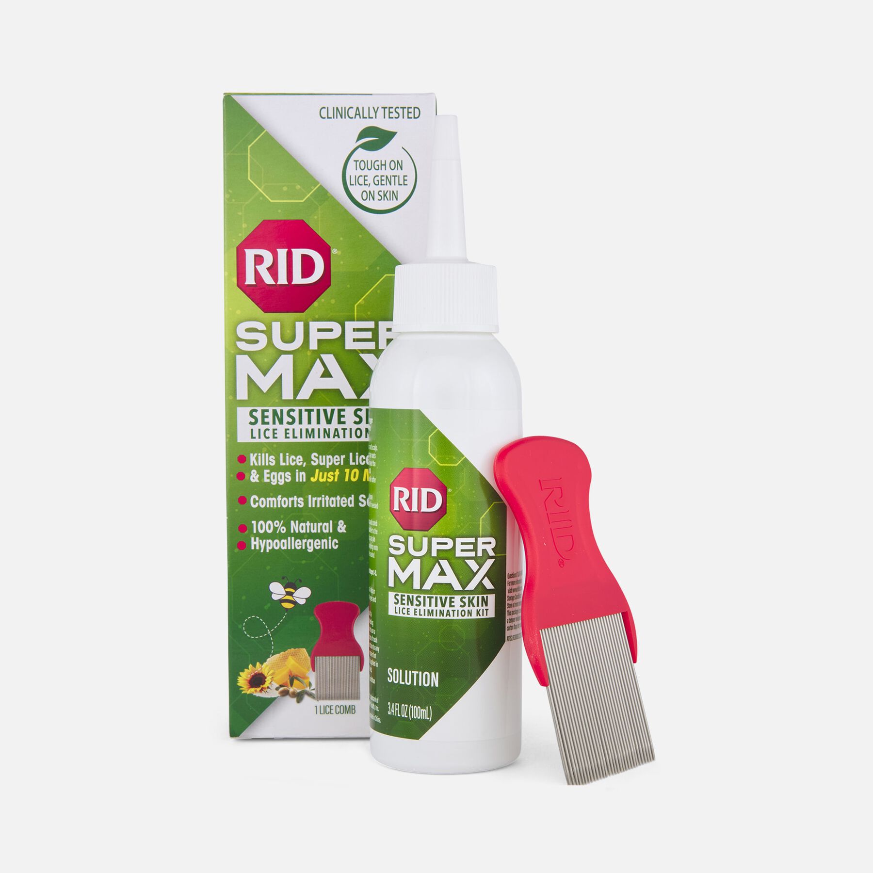 FSA Eligible RID Super Max Sensitive Skin Lice Treatment Kit, 3.4 fl oz ...