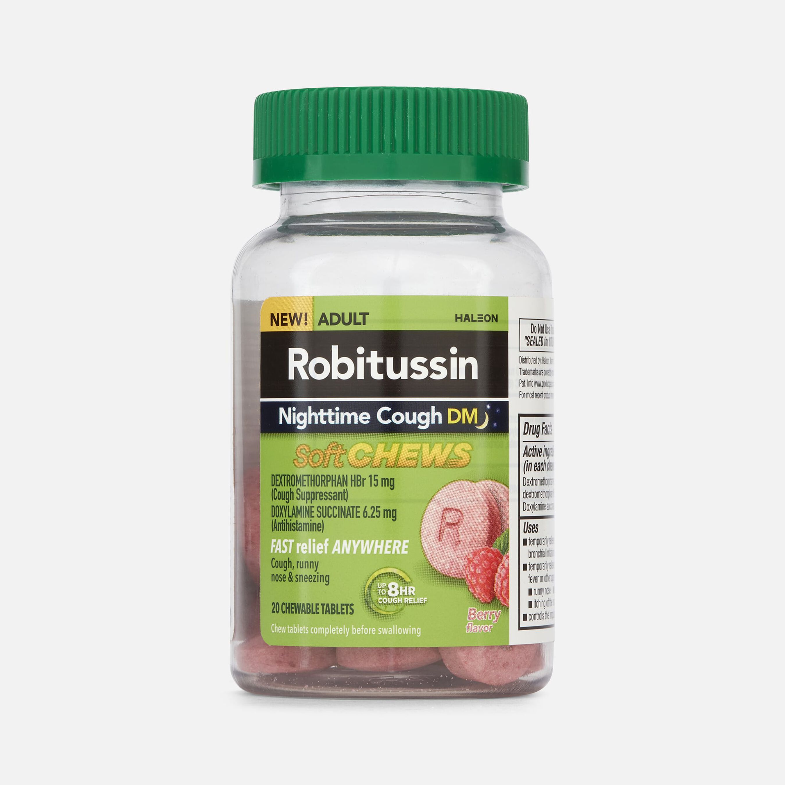 FSA Eligible Robitussin Nighttime Cough DM Soft Chews, Berry, 20 ct ...