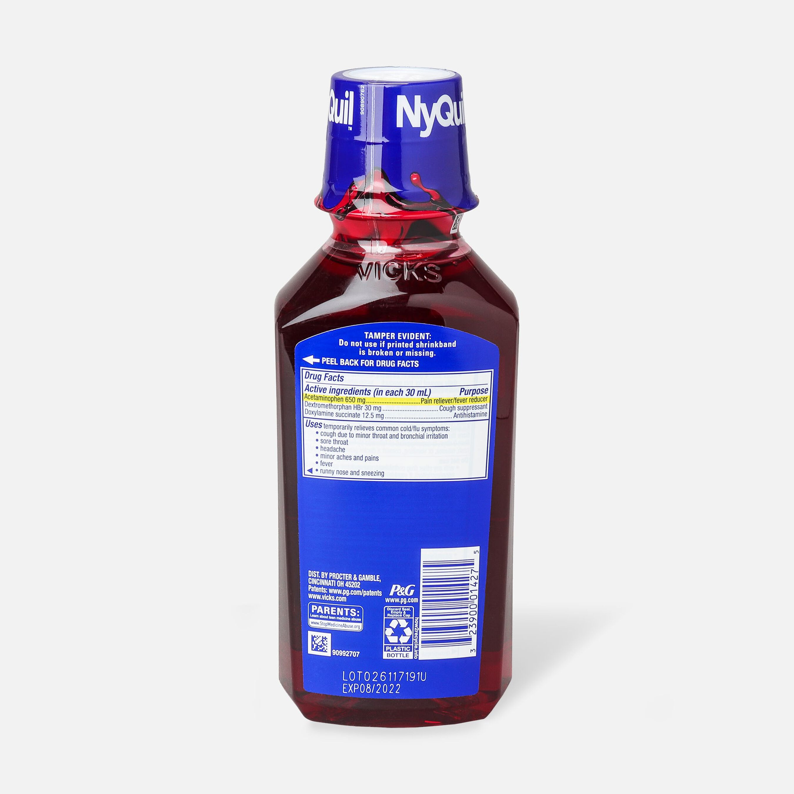 Vicks Nyquil Cold & Flu, Cherry, 12 oz