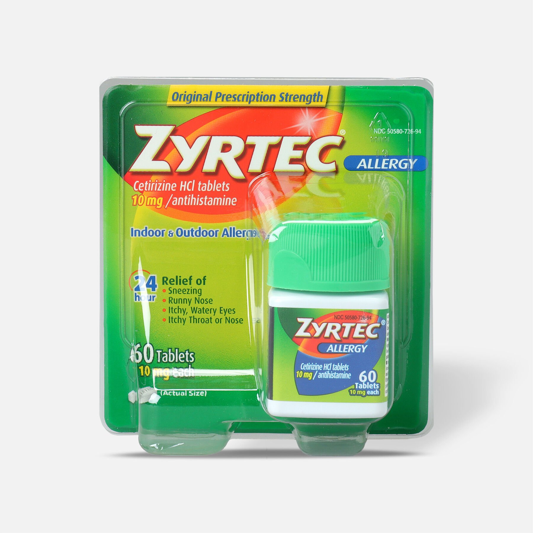 FSA Eligible Zyrtec Indoor & Outdoor Allergy Relief Tablets, 10 mg ...