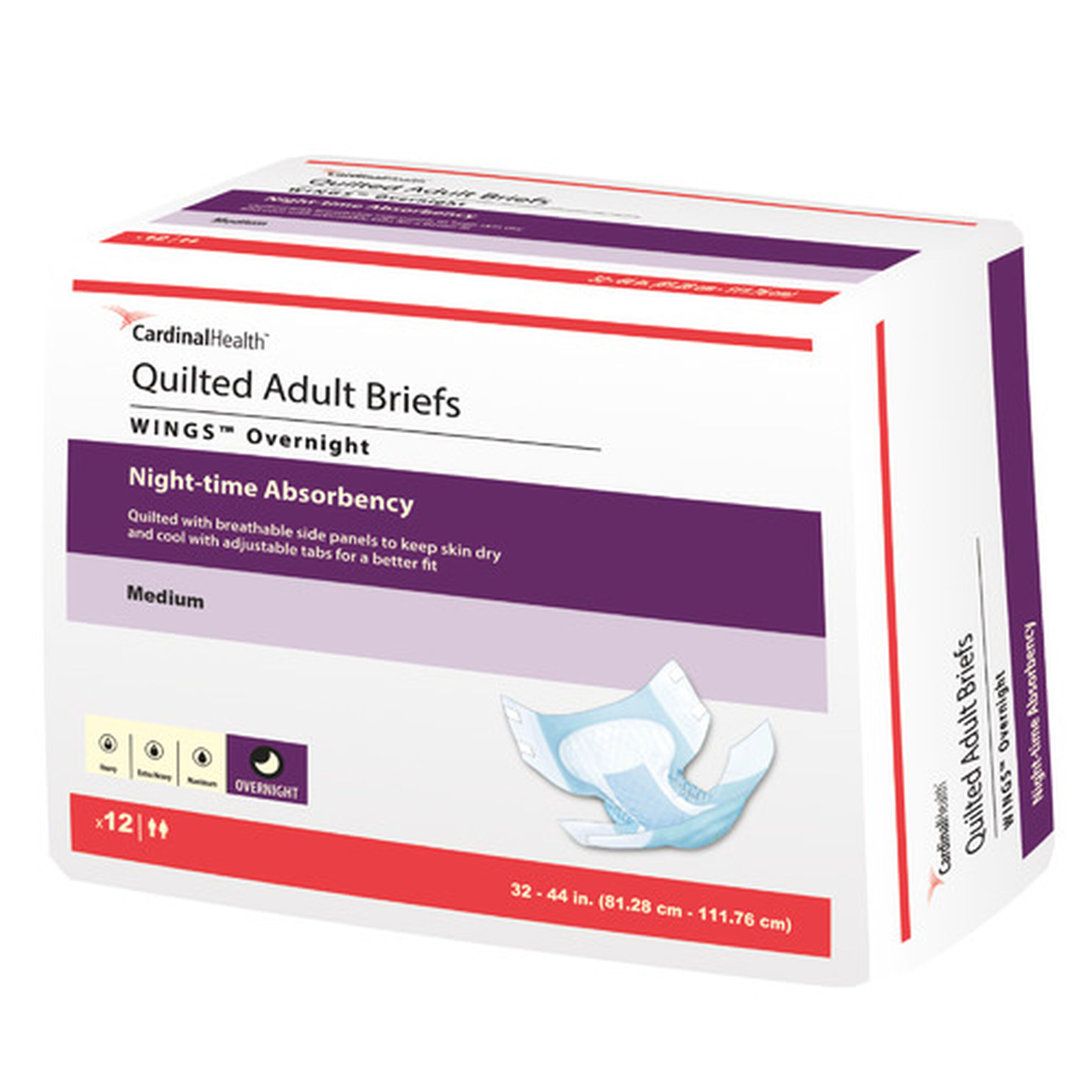 Cardinal Health WINGS™ Overnight Quilted Adult Briefs Night-Time Absorbency