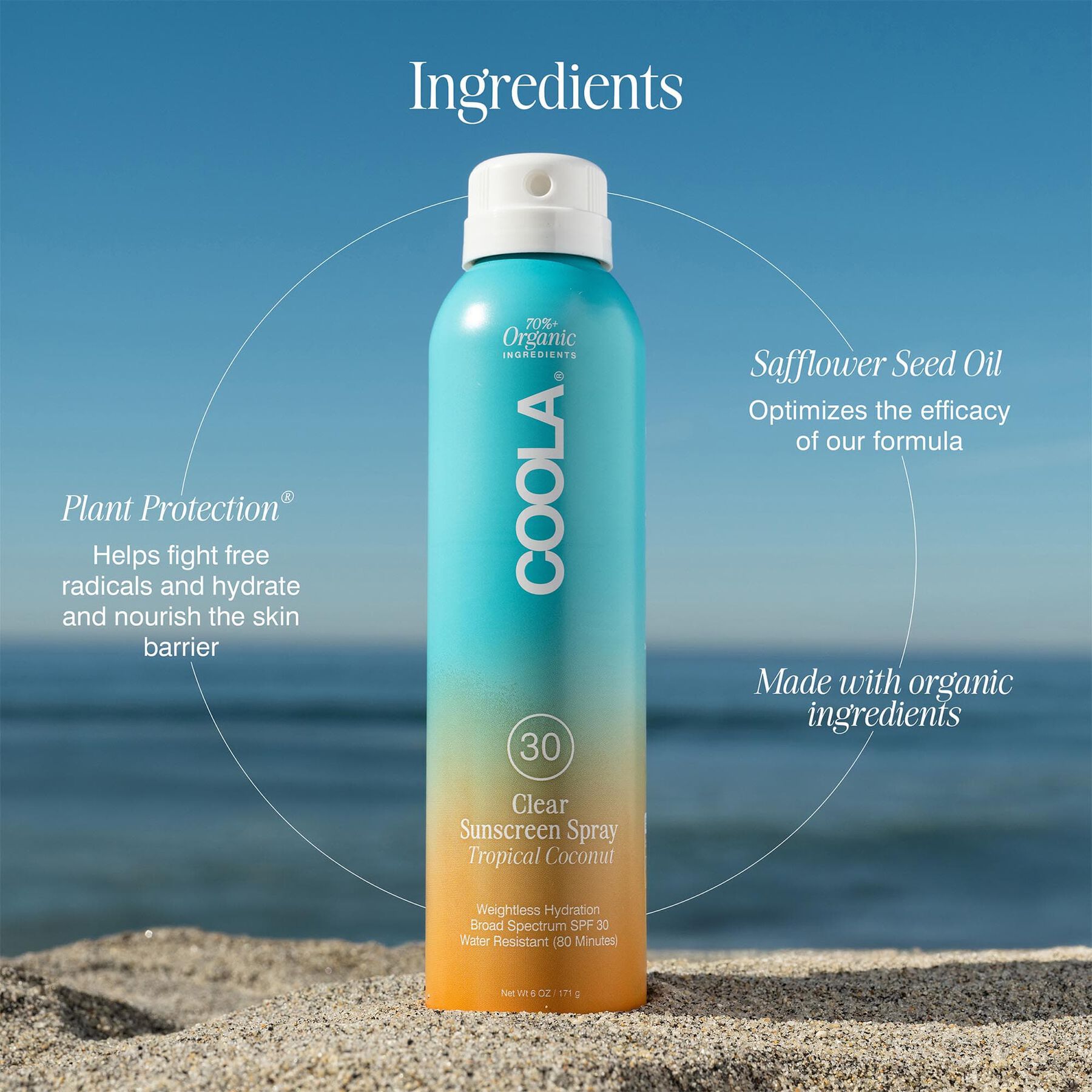 FSA Eligible COOLA Classic Body Organic Sunscreen Spray SPF 30 Tropical ...