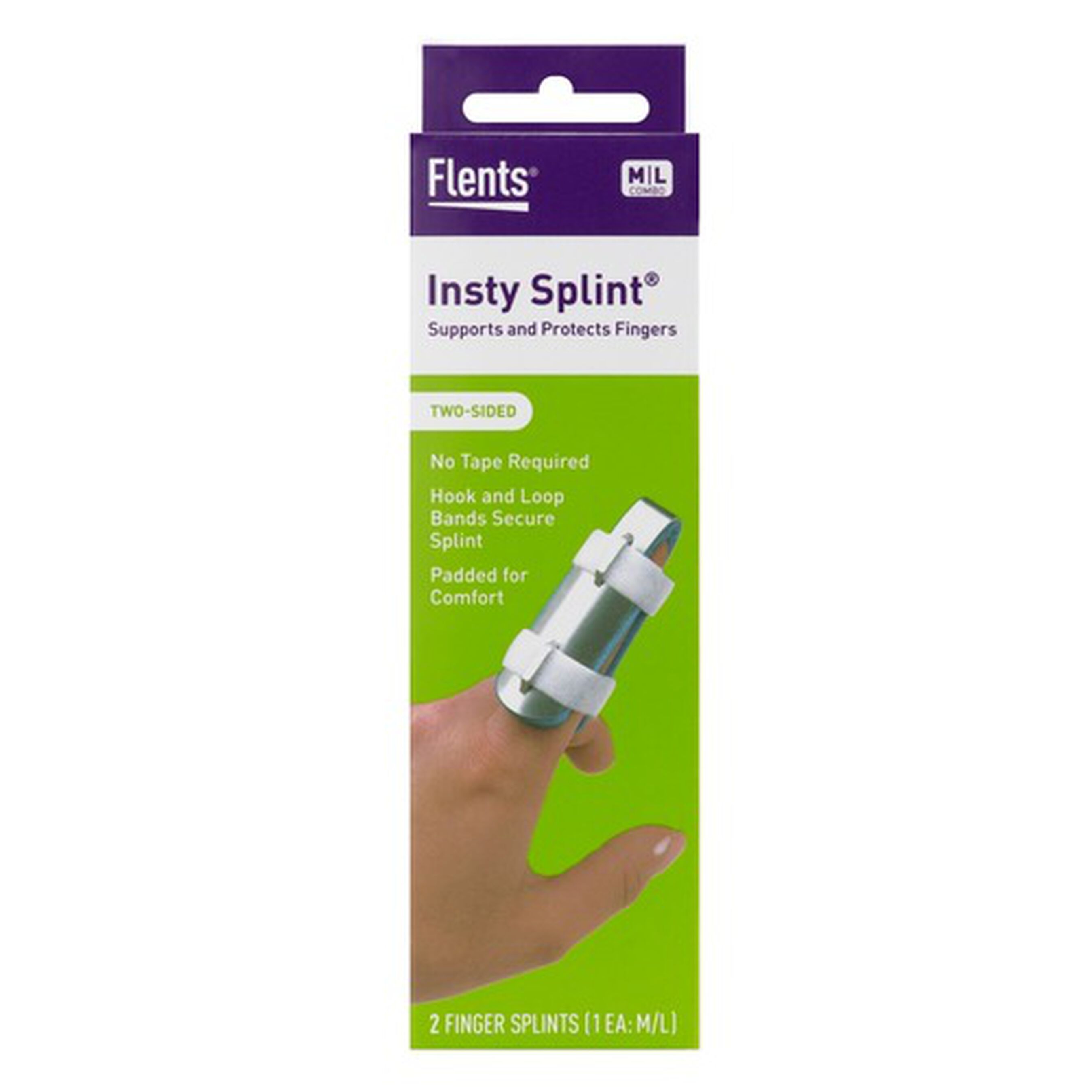 Flents Insty Splint Finger Split, Two-Sided, 2 splints