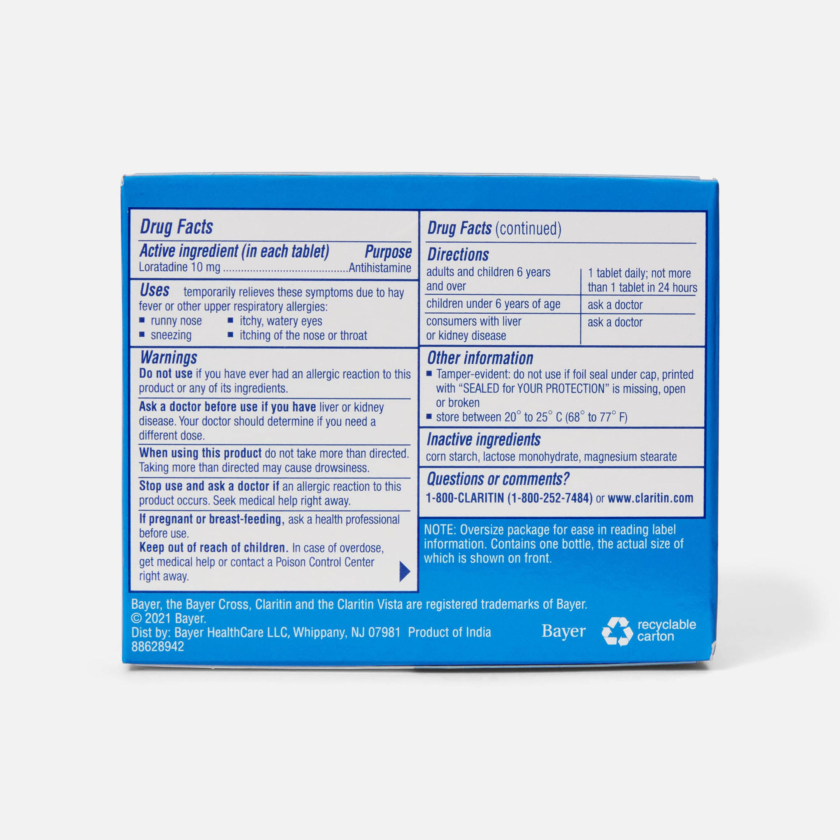 FSA Eligible Claritin 24 Hour Allergy Medicine, Non-Drowsy Prescription ...