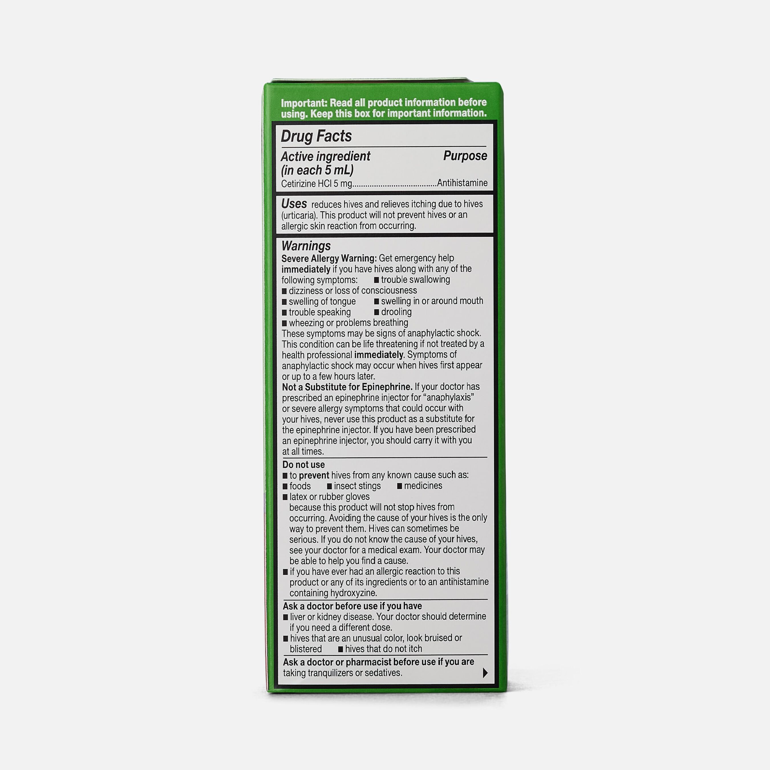 FSA Eligible Children's Zyrtec Hives Relief Dye-Free, Sugar-Free Liquid ...