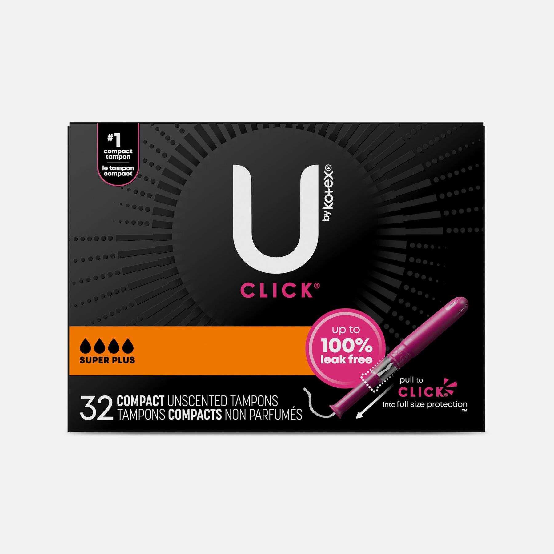FSA Eligible U by Kotex Click Compact Tampons, Super Plus Absorbency ...