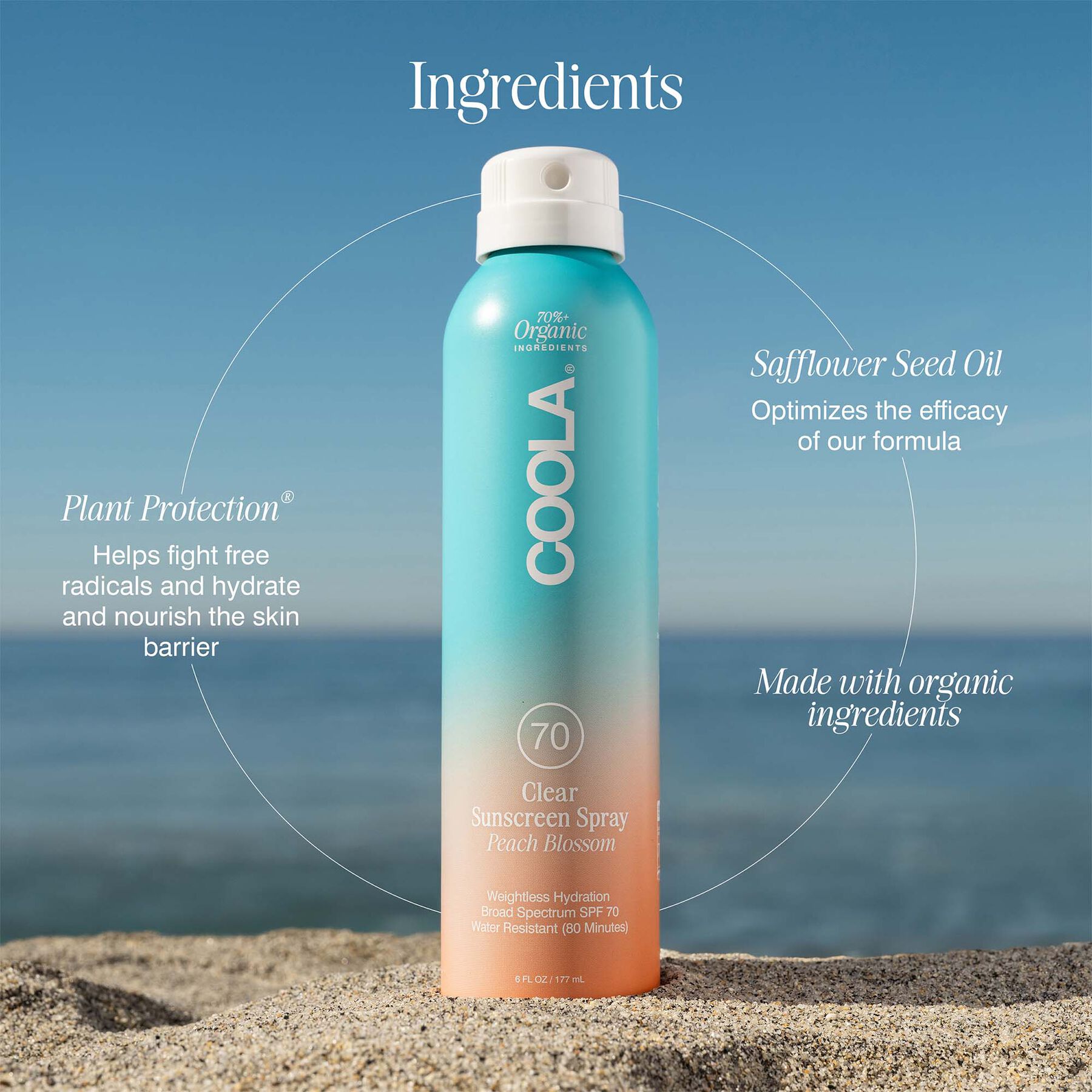 FSA Eligible COOLA Classic Body Organic Sunscreen Spray SPF 70 Peach ...