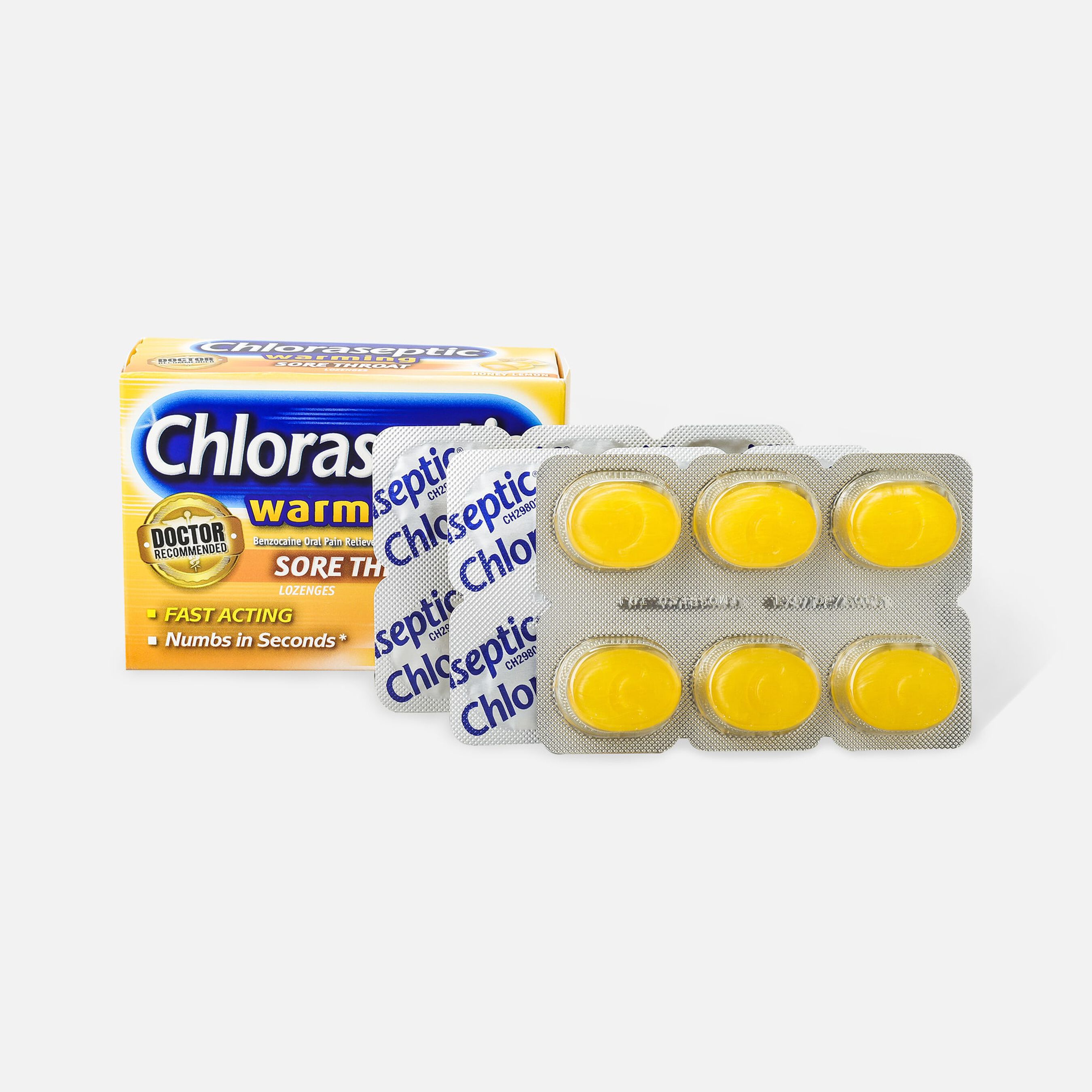 Chloraseptic, Honey Lemon, Warming Sore Throat Lozenges, 18 ct.