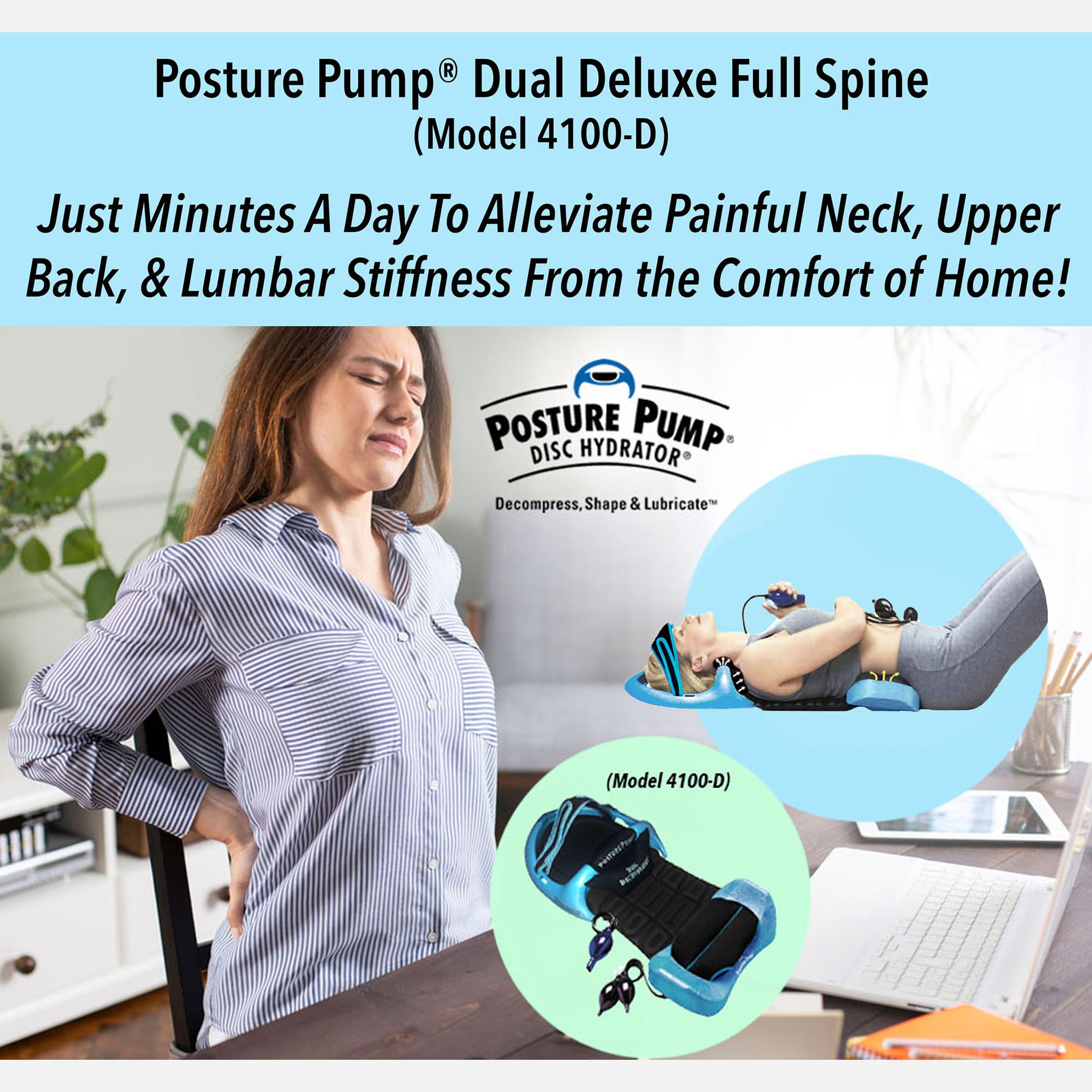 Posture Pump® Dual Deluxe Full Spine with Disc Hydrator, Model 4100-D