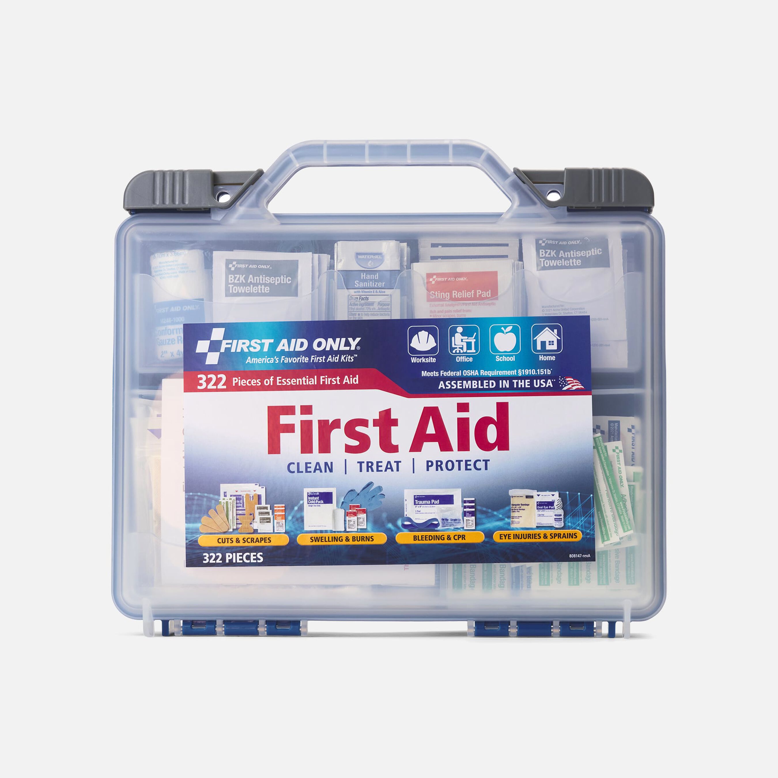 FSA Eligible First Aid Only Clear Cover Intermed First Aid Kit without ...