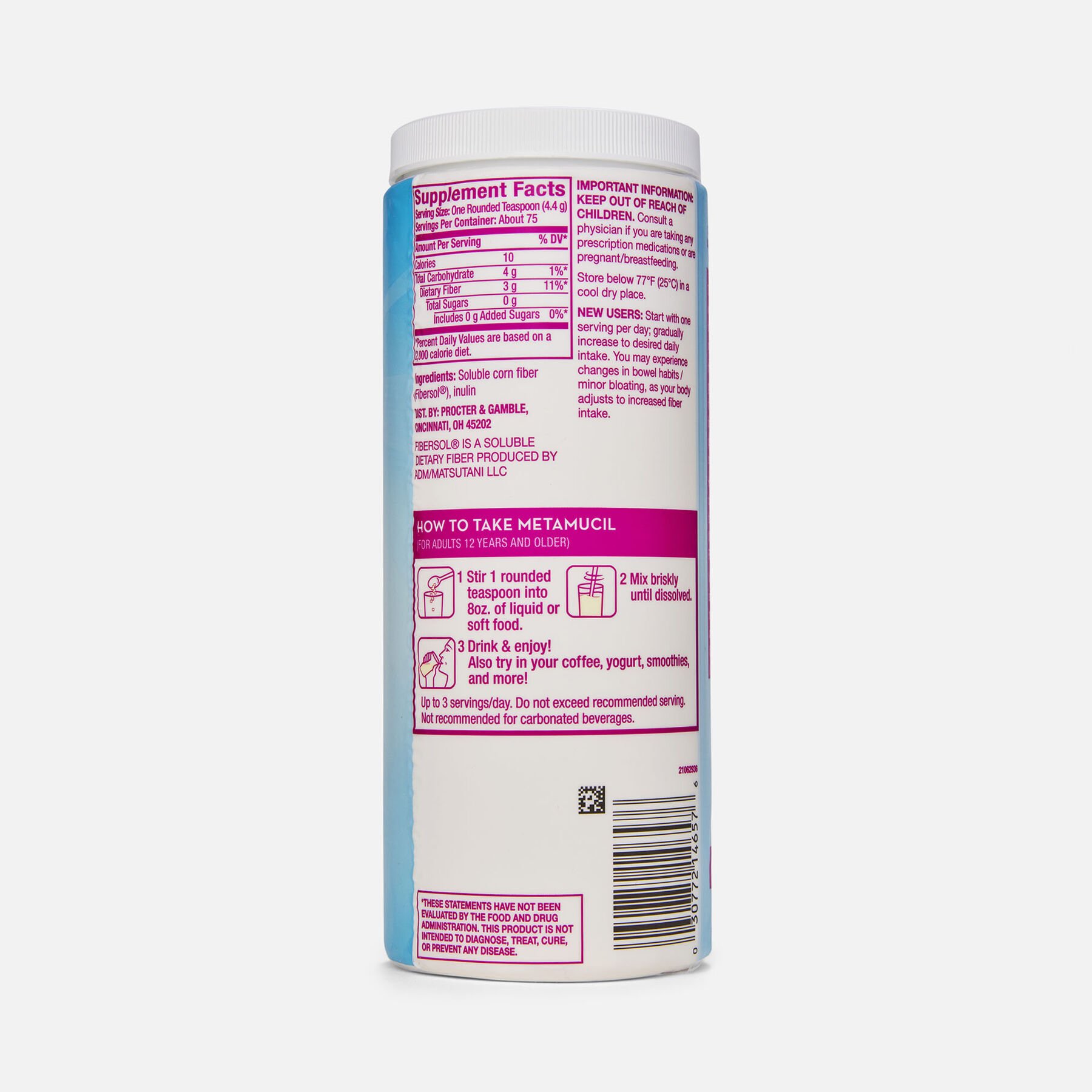 FSA Eligible Metamucil Clear Fiber Blend Powder, Unflavored, 11.6 oz ...