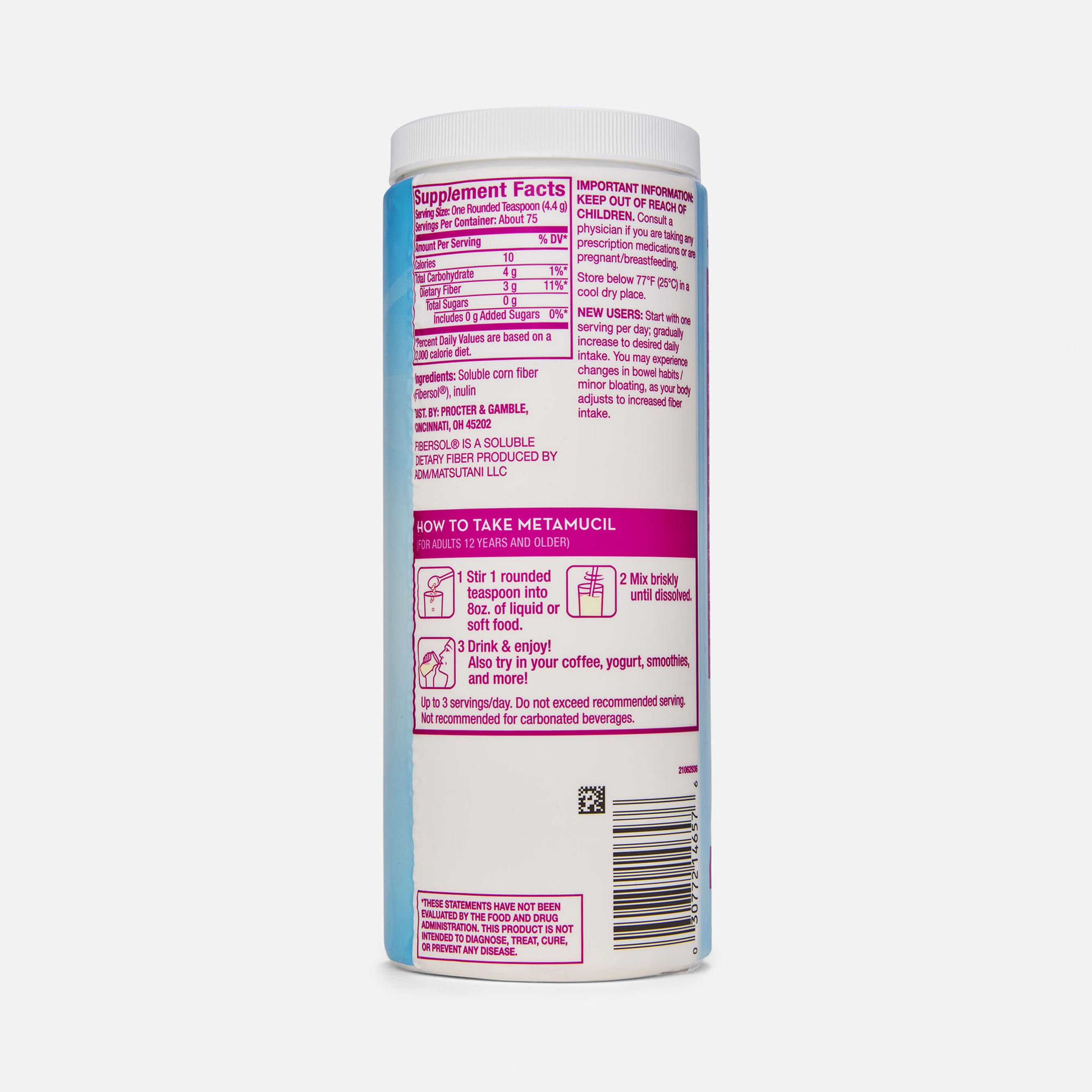 FSA Eligible Metamucil Clear Fiber Blend Powder, Unflavored, 11.6 oz ...